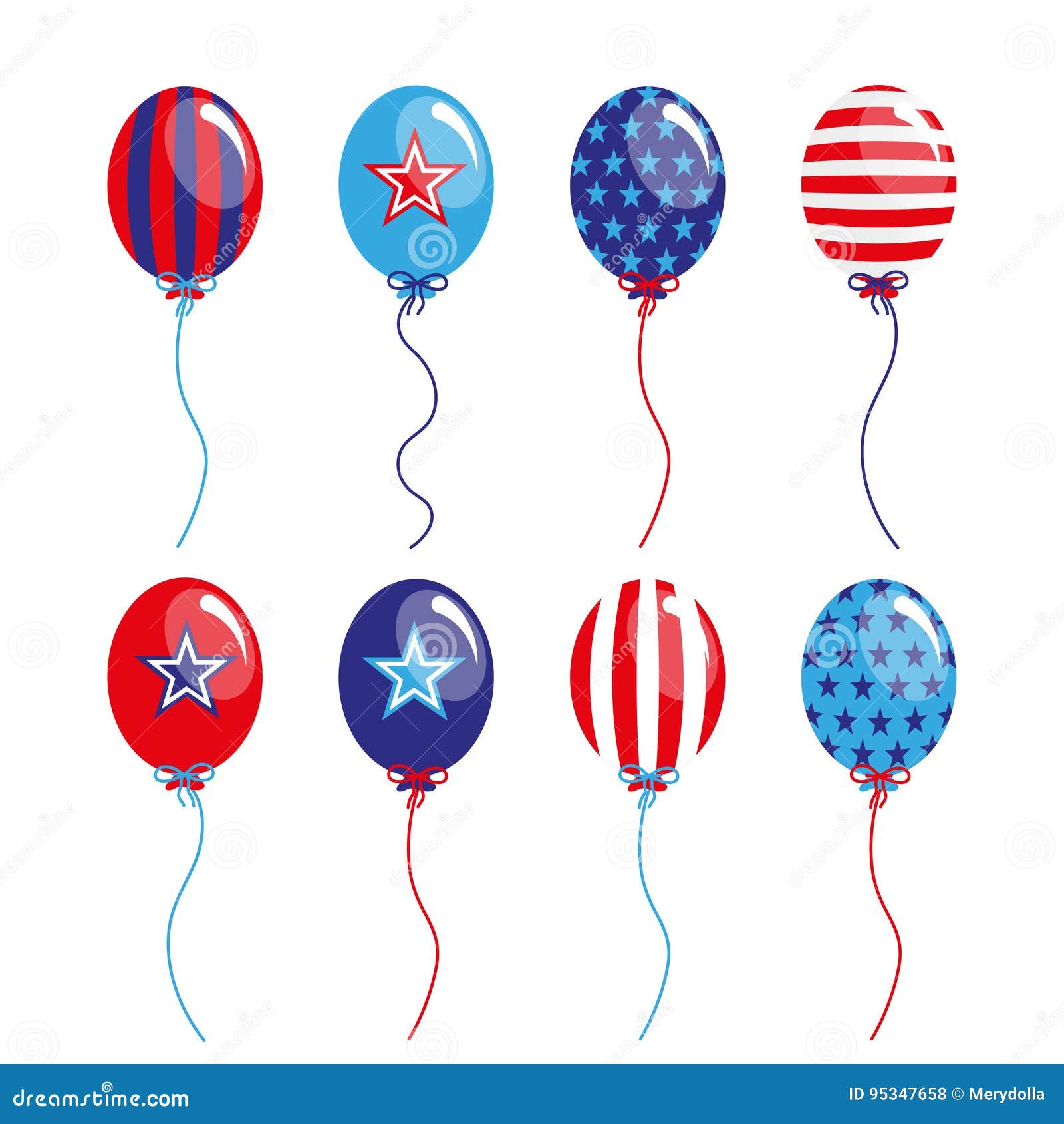 Illustration of Balloons in Blue and Red Colors Stock Illustration ...