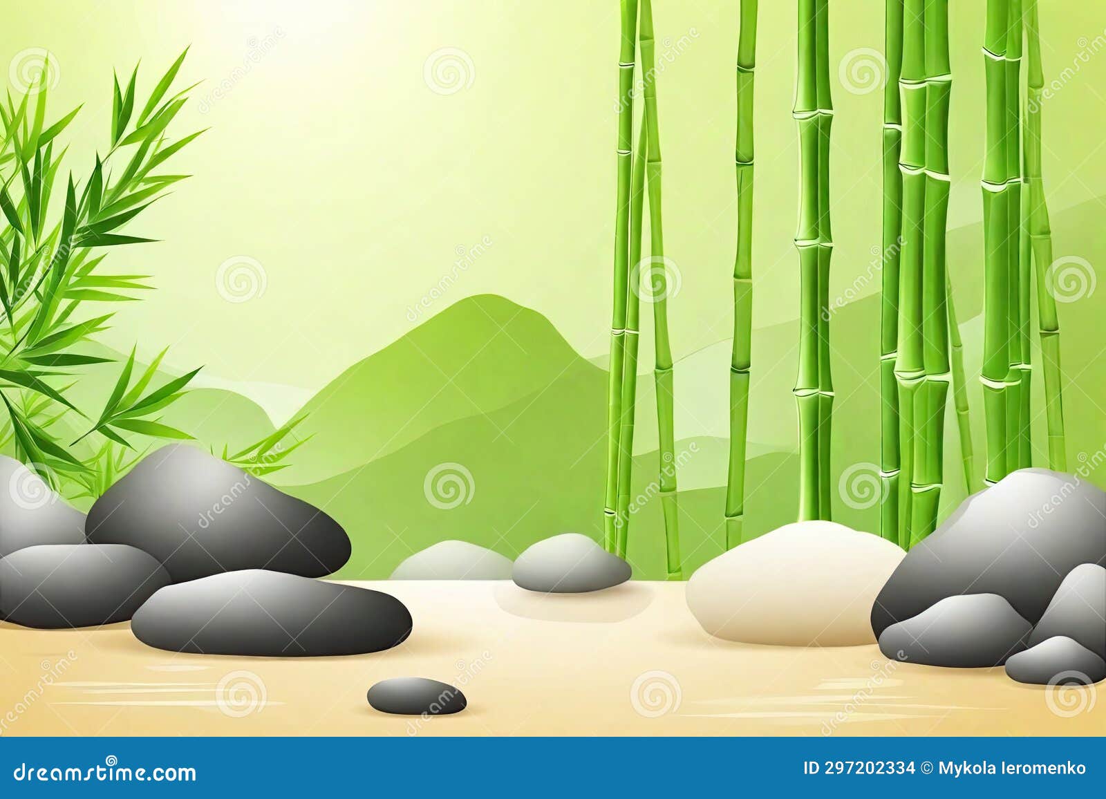 Illustration of Bamboo and Rocks. Stock Illustration - Illustration of ...