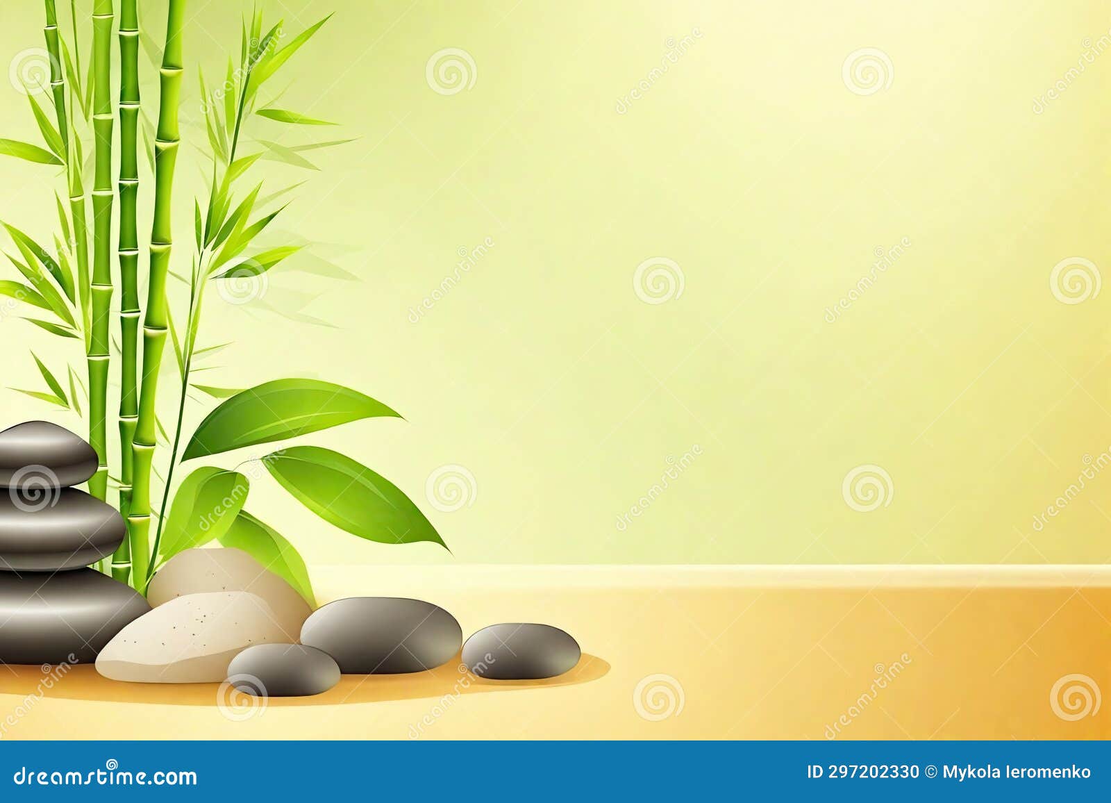 Illustration of Bamboo and Rocks. Space for Text. Stock Illustration ...
