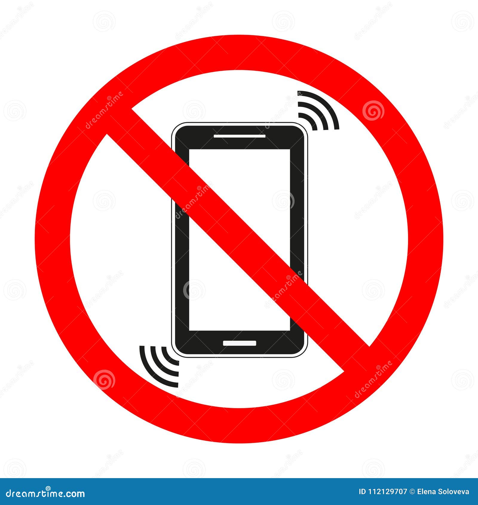 Ban on Phone Mobile Cell Background on White Background Stock Vector ...