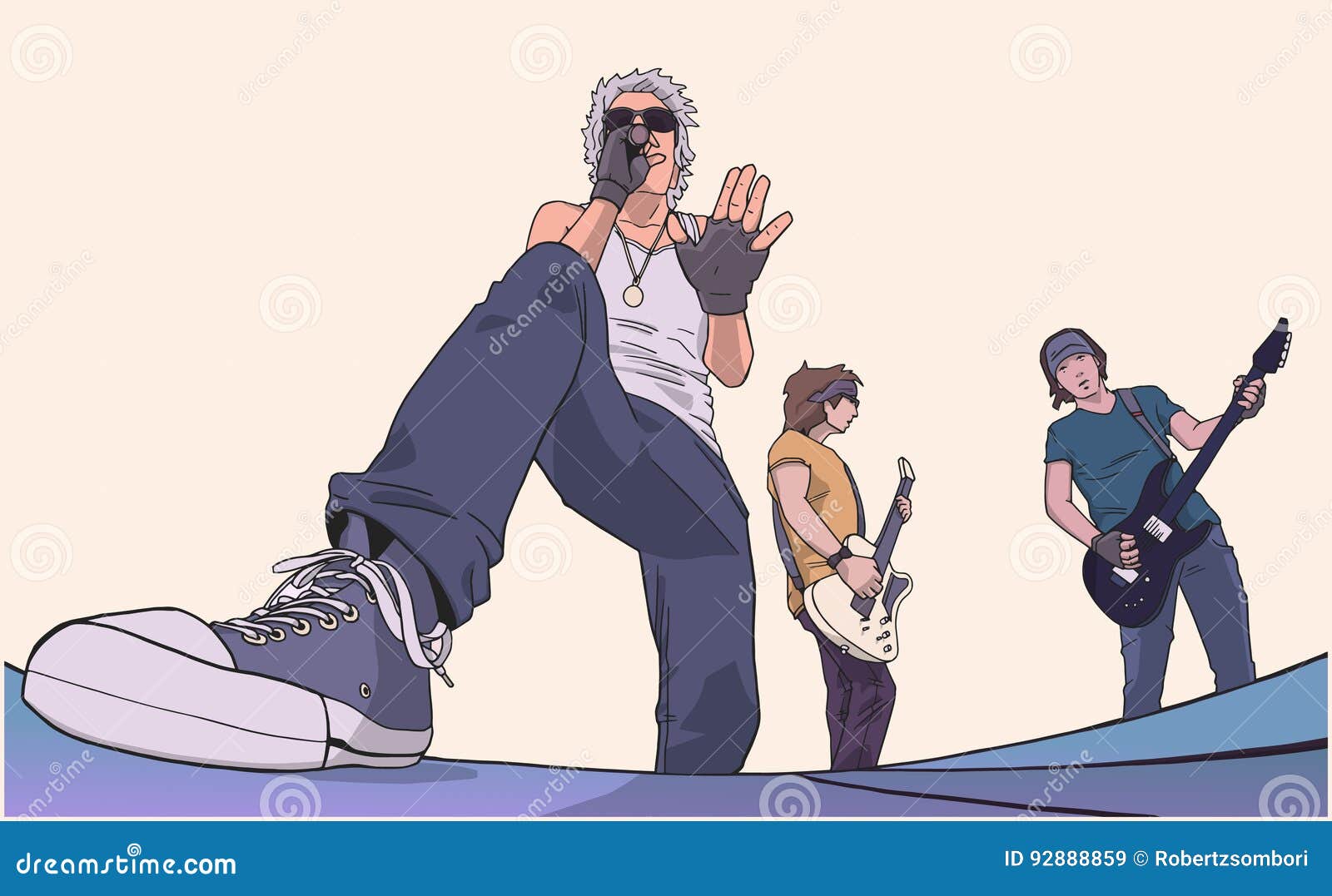 Illustration of Band Performing on Stage Stock Vector - Illustration of ...