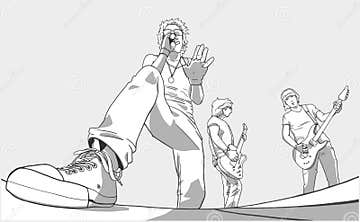 Illustration of Band Performing on Stage Stock Vector - Illustration of ...