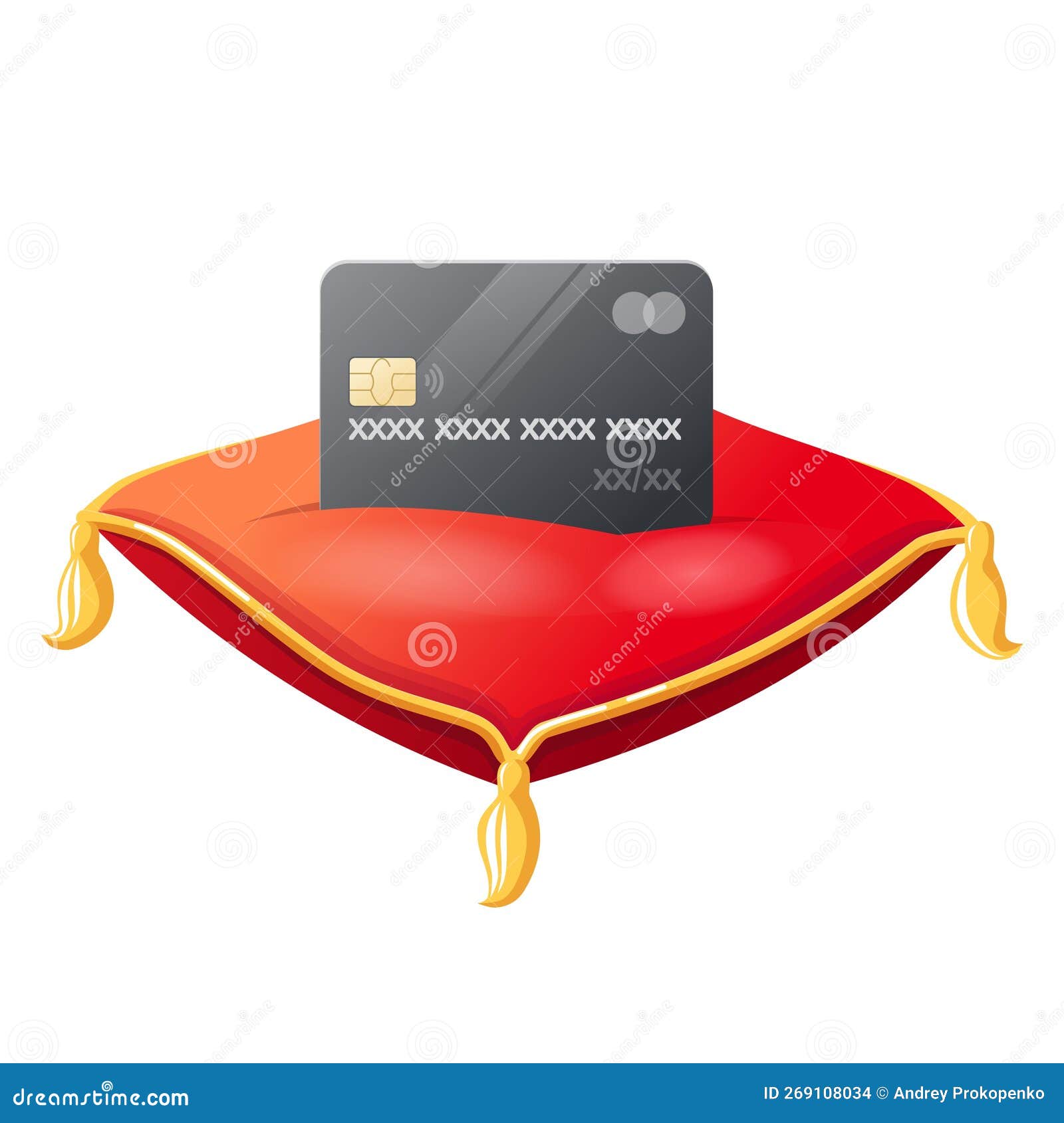 Illustration Bank Card on a Red Pillow Stock Vector - Illustration of ...