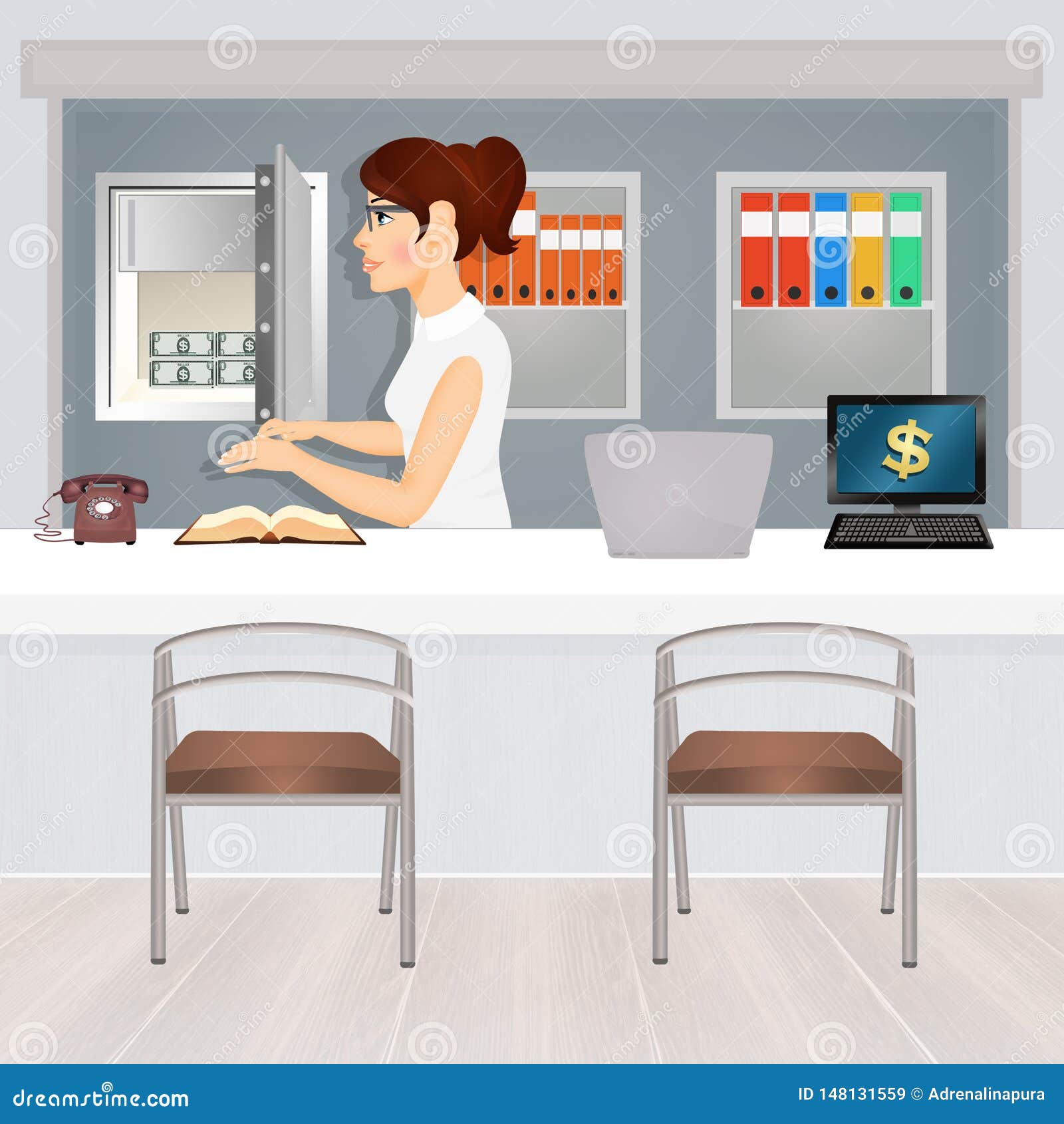 Illustration of Bank Counter Stock Illustration - Illustration of ...