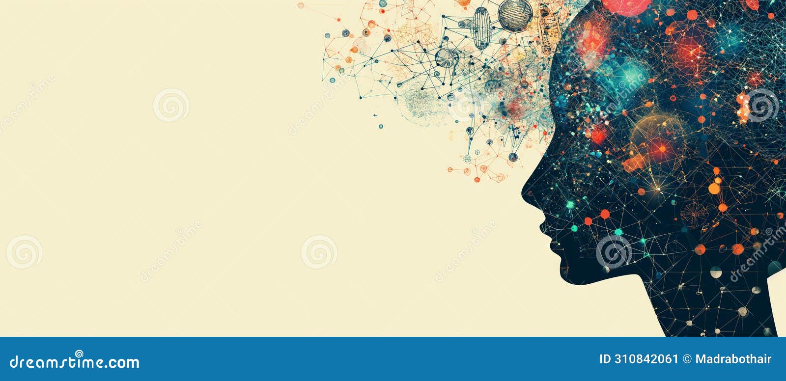 Illustration Banner Design Human Head with a Visualization of the ...