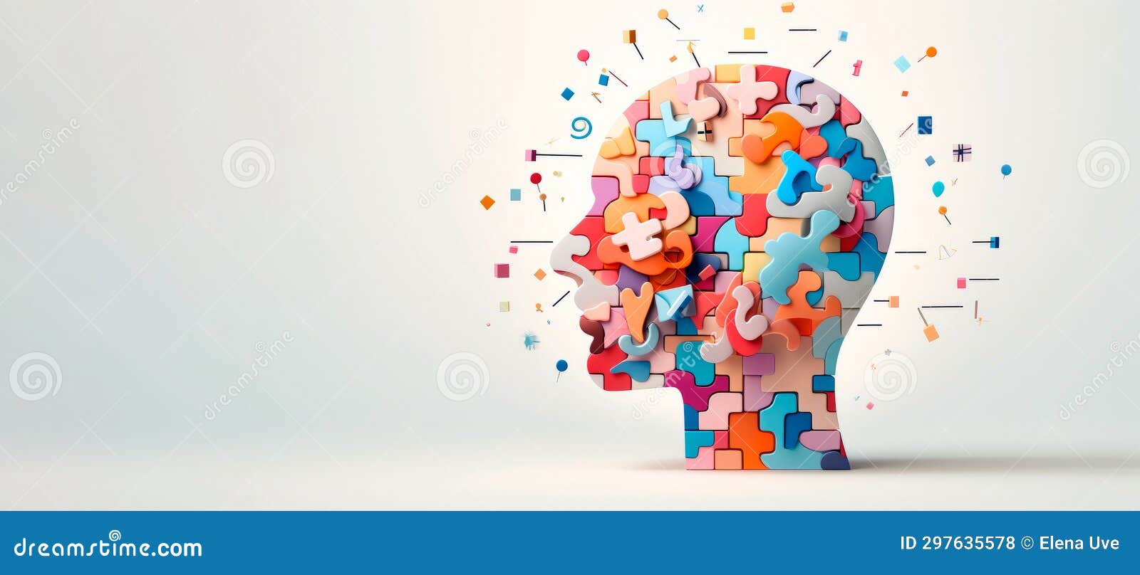 Header with Connecting Jigsaw Puzzle Pieces with Copy Space. Stock ...