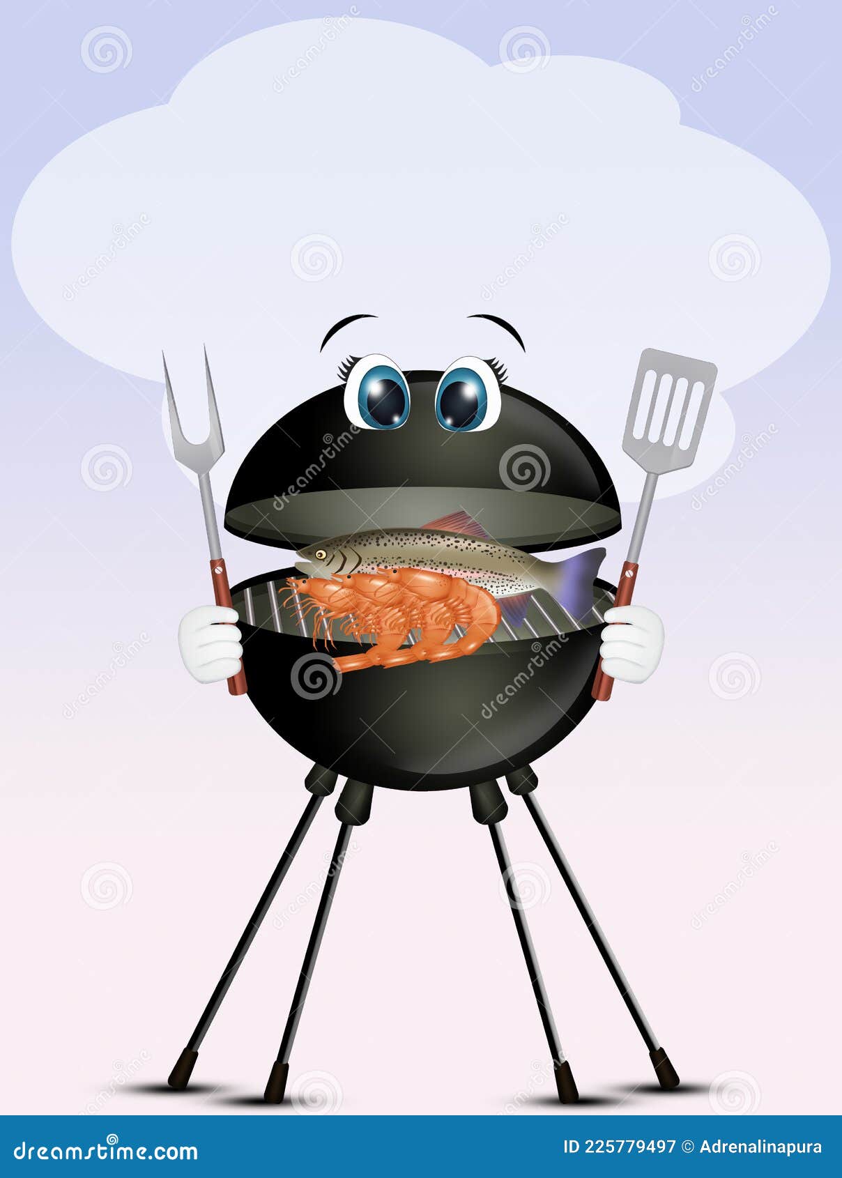 Illustration of Barbecue with Funny Face Stock Illustration ...