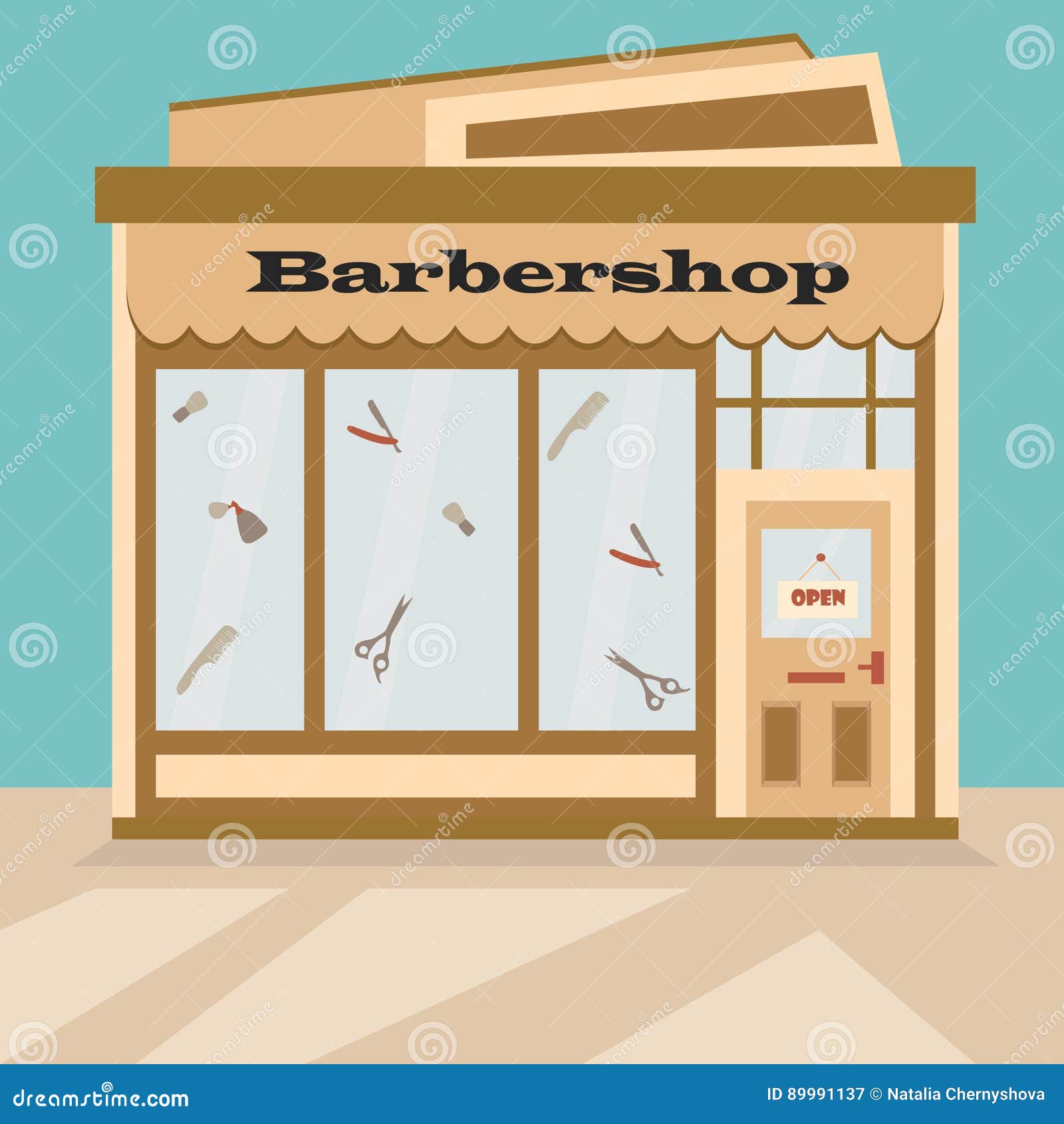 Illustration of the Barbershop, Front View Stock Vector - Illustration ...