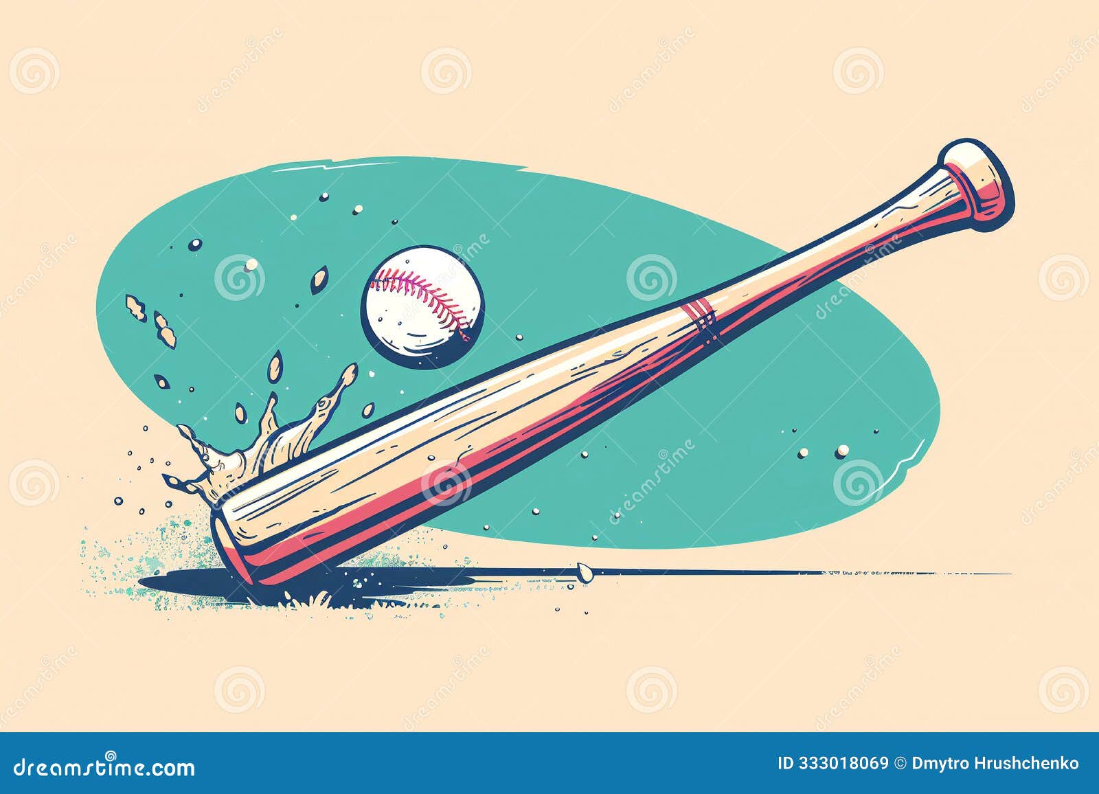 Illustration of a Baseball Bat and Ball in Action, Capturing the ...