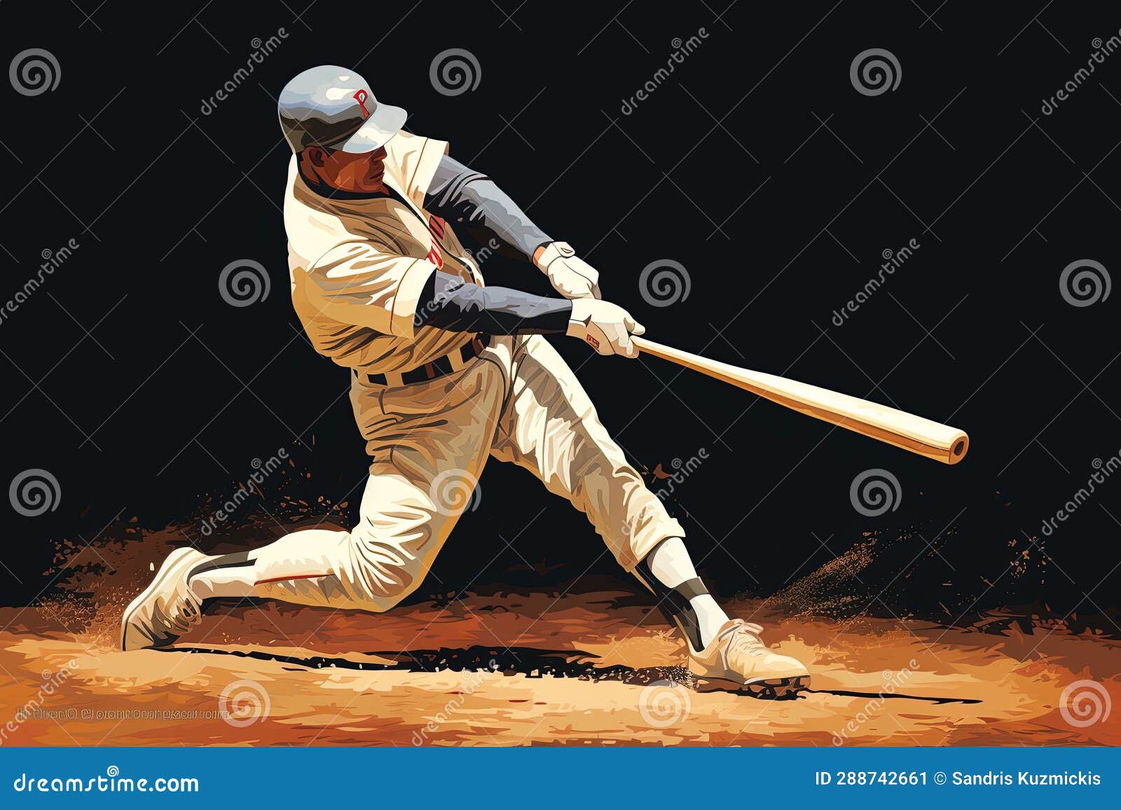 Illustration of Baseball Player Hitting the Ball Stock Illustration ...