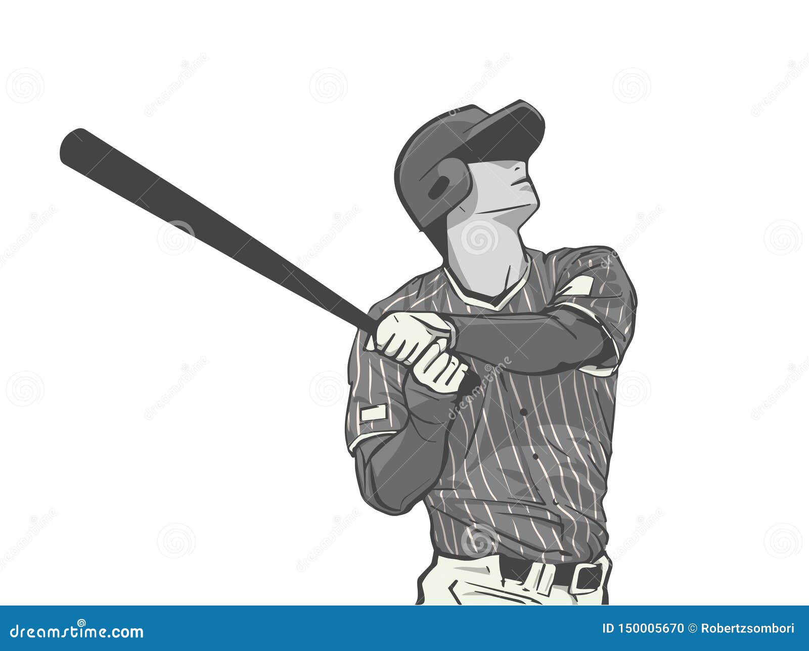 Illustration of Baseball Player Striking with Bat during Game Stock ...