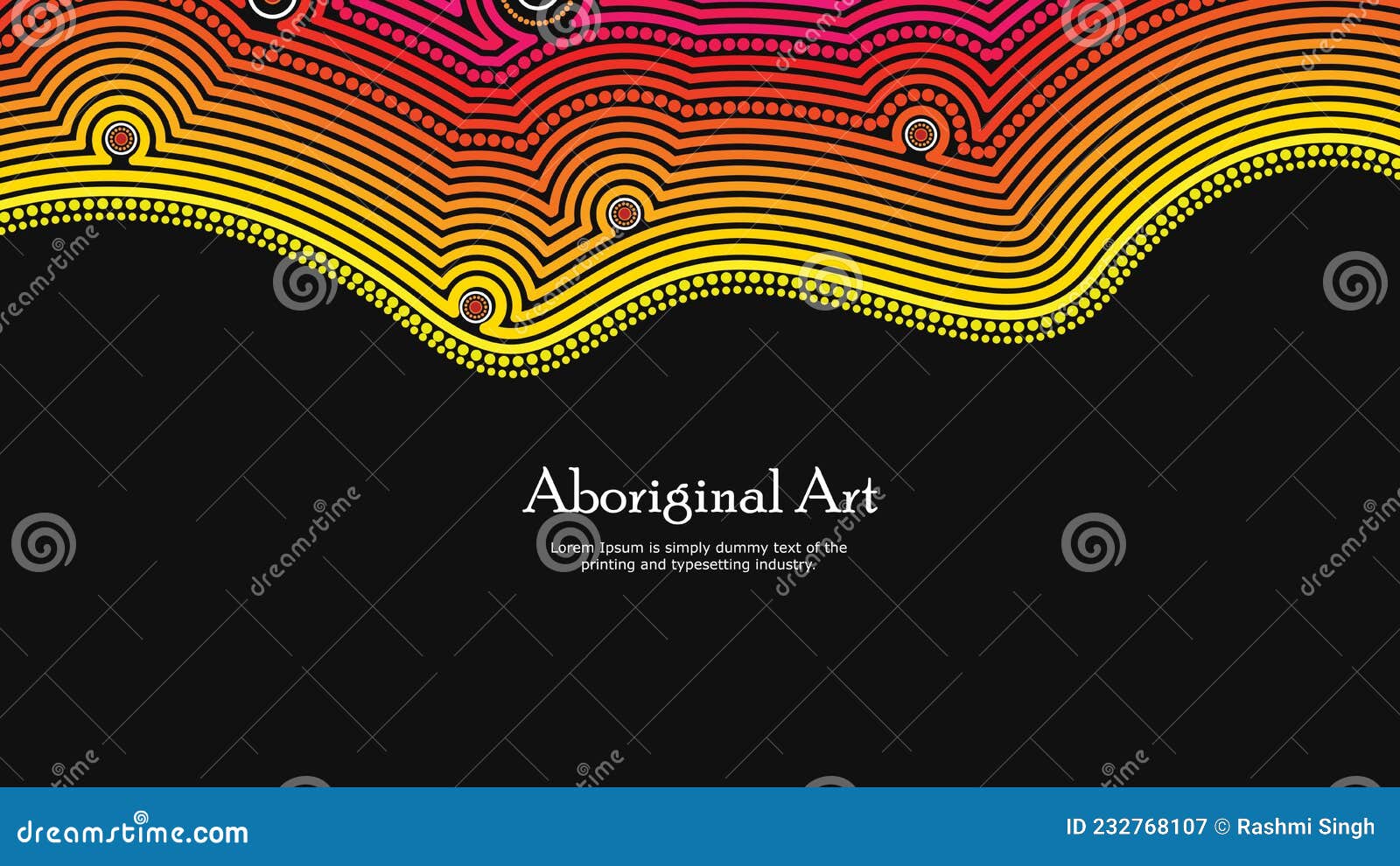 Aboriginal Design Gradient Vector Banner with Text Stock Illustration ...