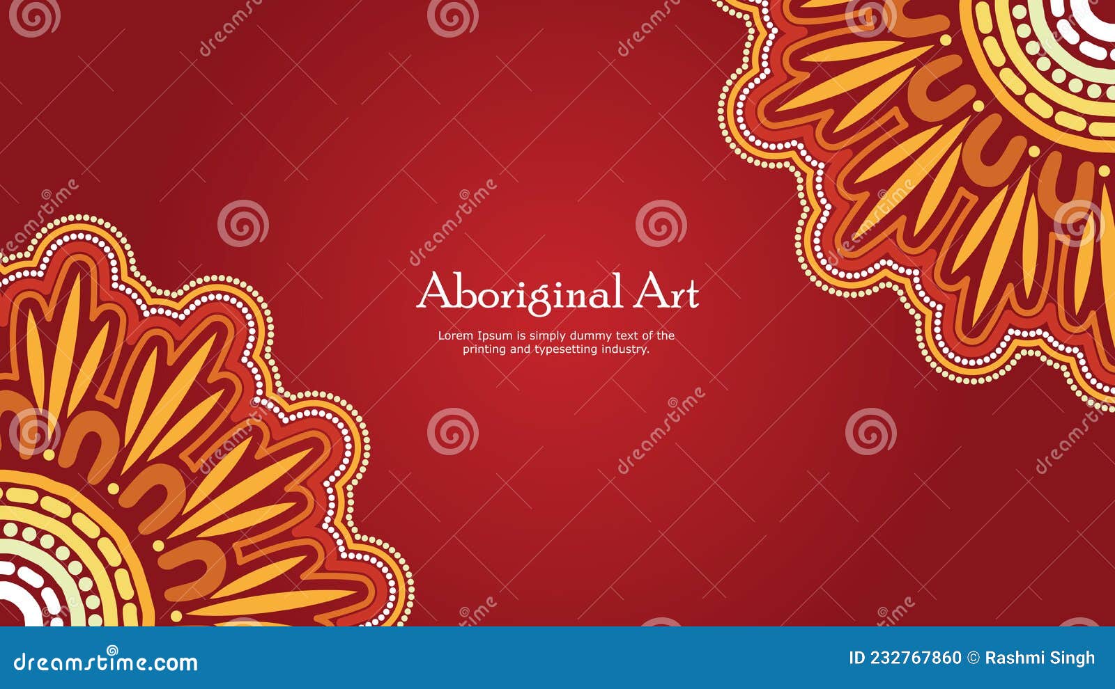 Aboriginal Art Vector Red Banner with Text. Stock Illustration ...