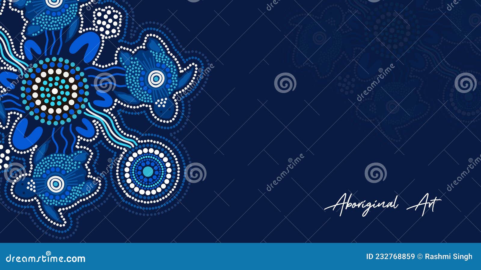 Blue Poster Design with Aboriginal Turtle Art Stock Illustration ...