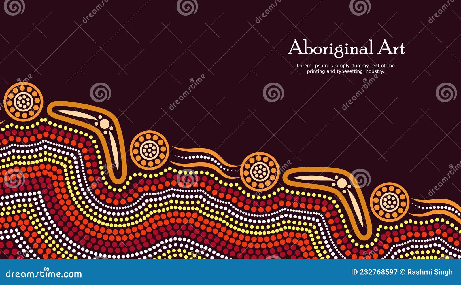 Aboriginal Dot Art Vector Banner with Text. Stock Illustration ...