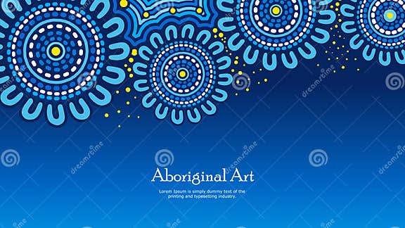 Aboriginal Dot Art Vector Blue Banner with Text. Stock Illustration ...