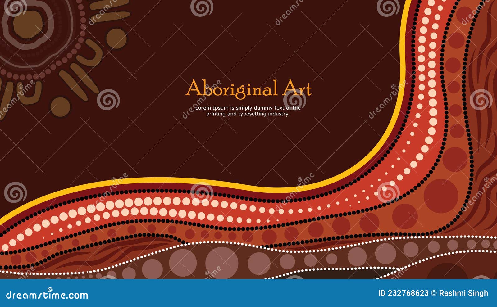 Aboriginal Dot Artwork Vector Banner with Text. Stock Illustration ...
