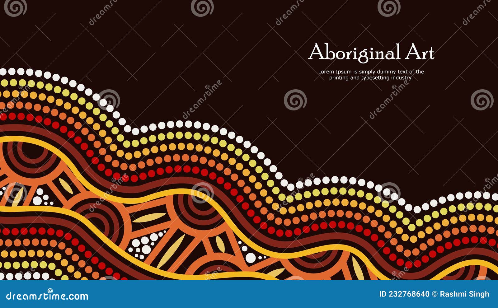 Aboriginal Dot Artwork Vector Banner Design with Text. Stock ...