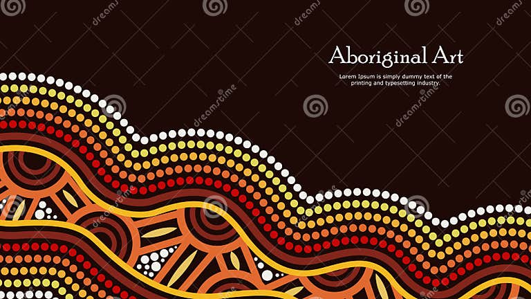 Aboriginal Dot Artwork Vector Banner Design with Text. Stock ...