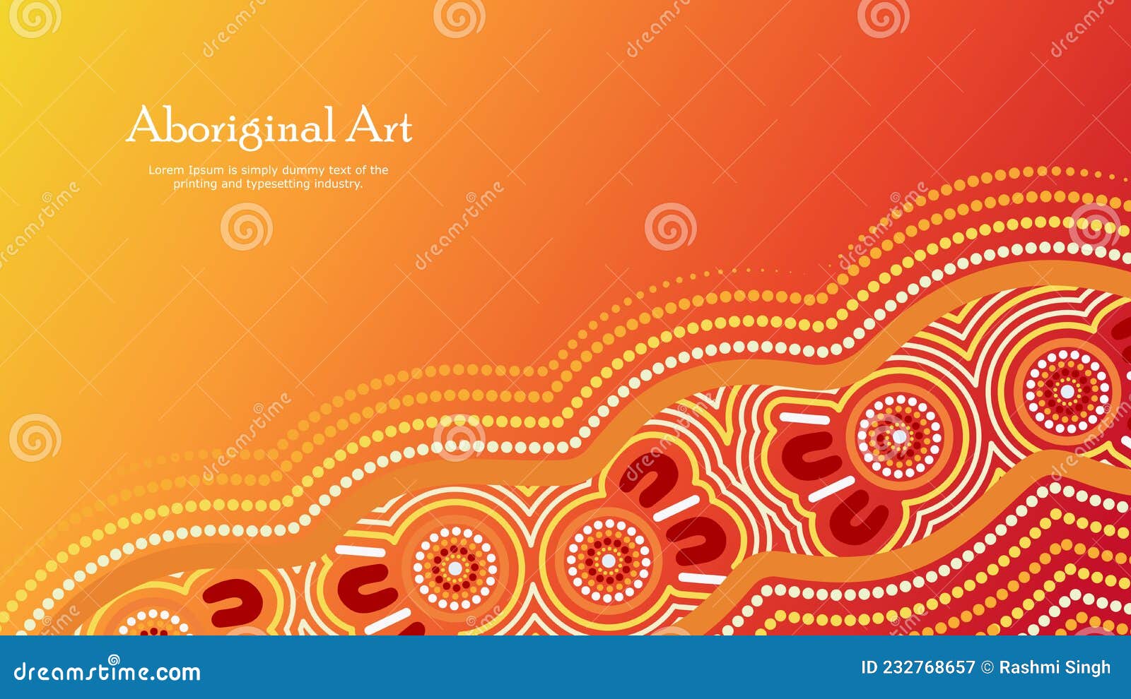 Orange Gradient Aboriginal Dot Art Vector Banner with Text. Stock ...