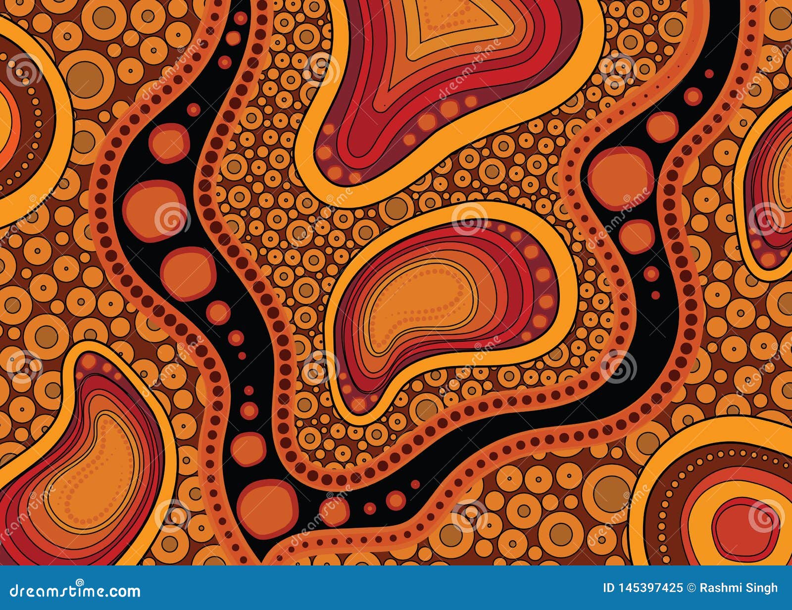 An Illustration Based On Aboriginal Style Of Dot Painting Depicting ...