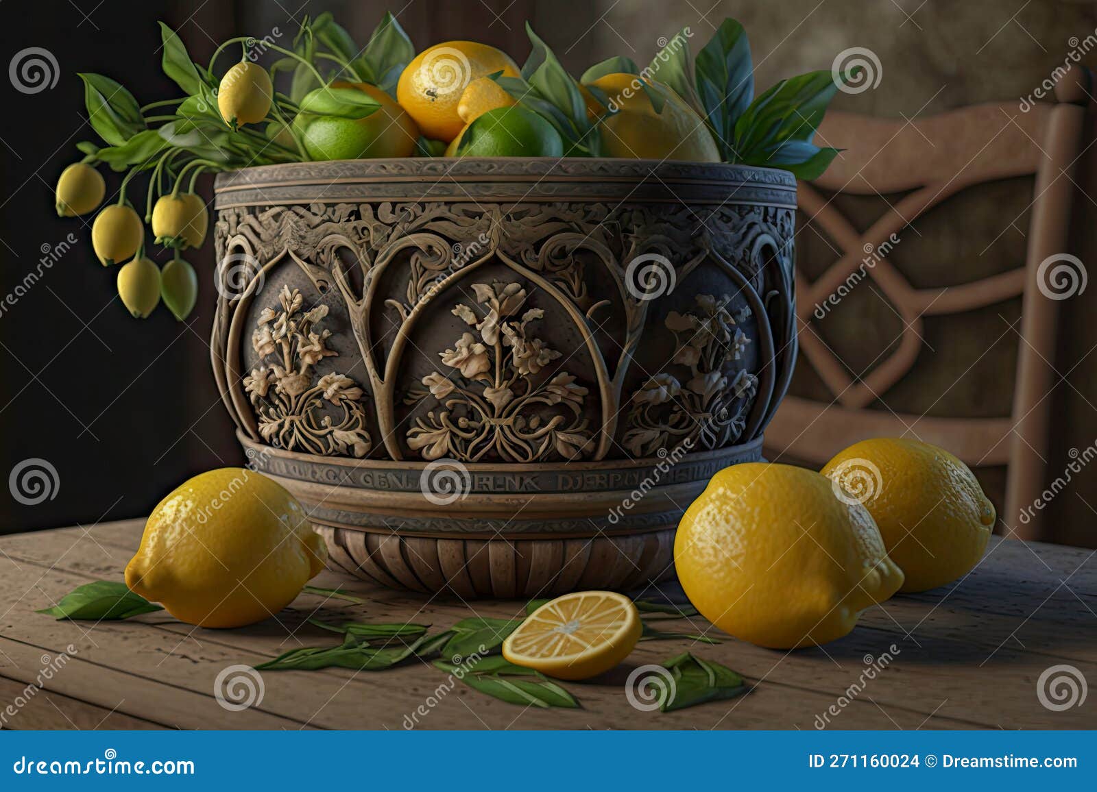 Illustration of the Basket with Lemons Stock Illustration ...