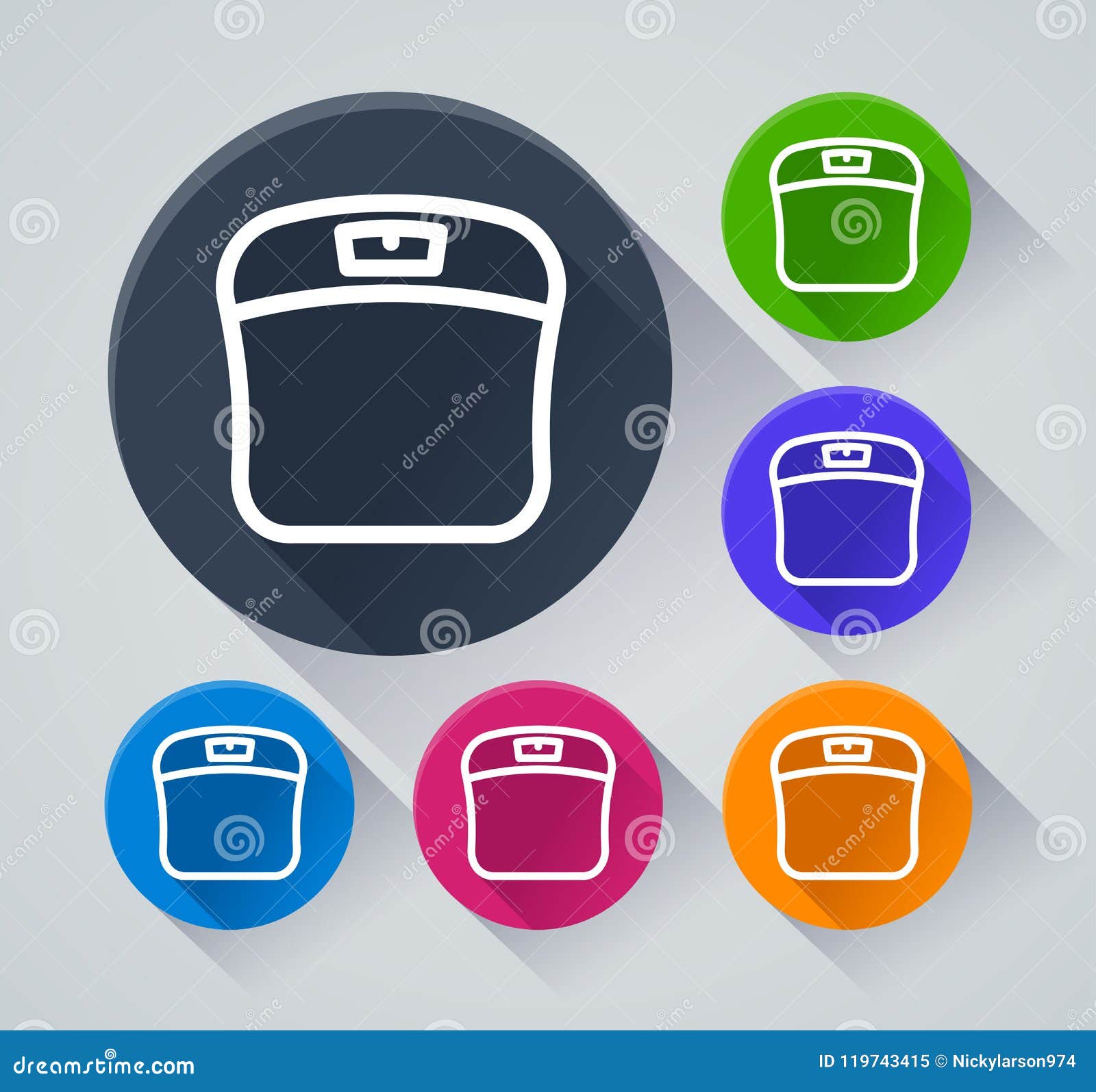 Bathroom Scale Icons with Shadow Stock Vector - Illustration of symbol ...