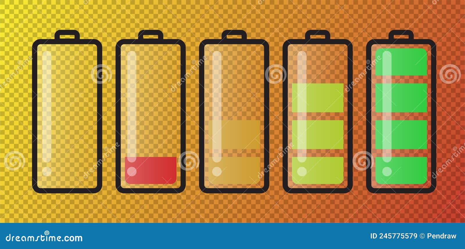 Illustration of Batteries, from Empty To Full Stock Vector ...