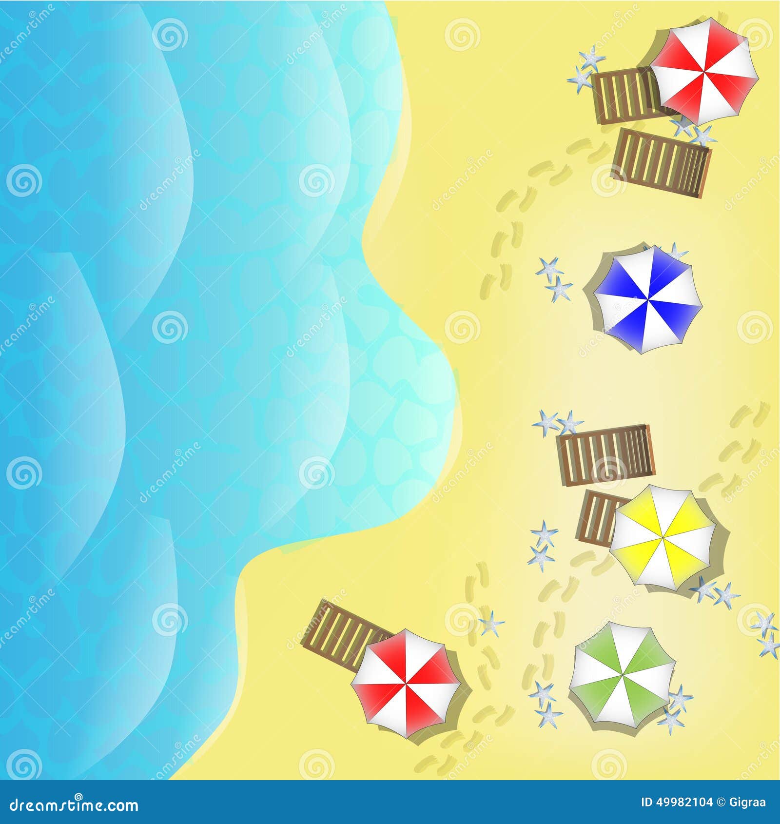 Illustration of Beach from Above with Sea Stock Vector - Illustration ...