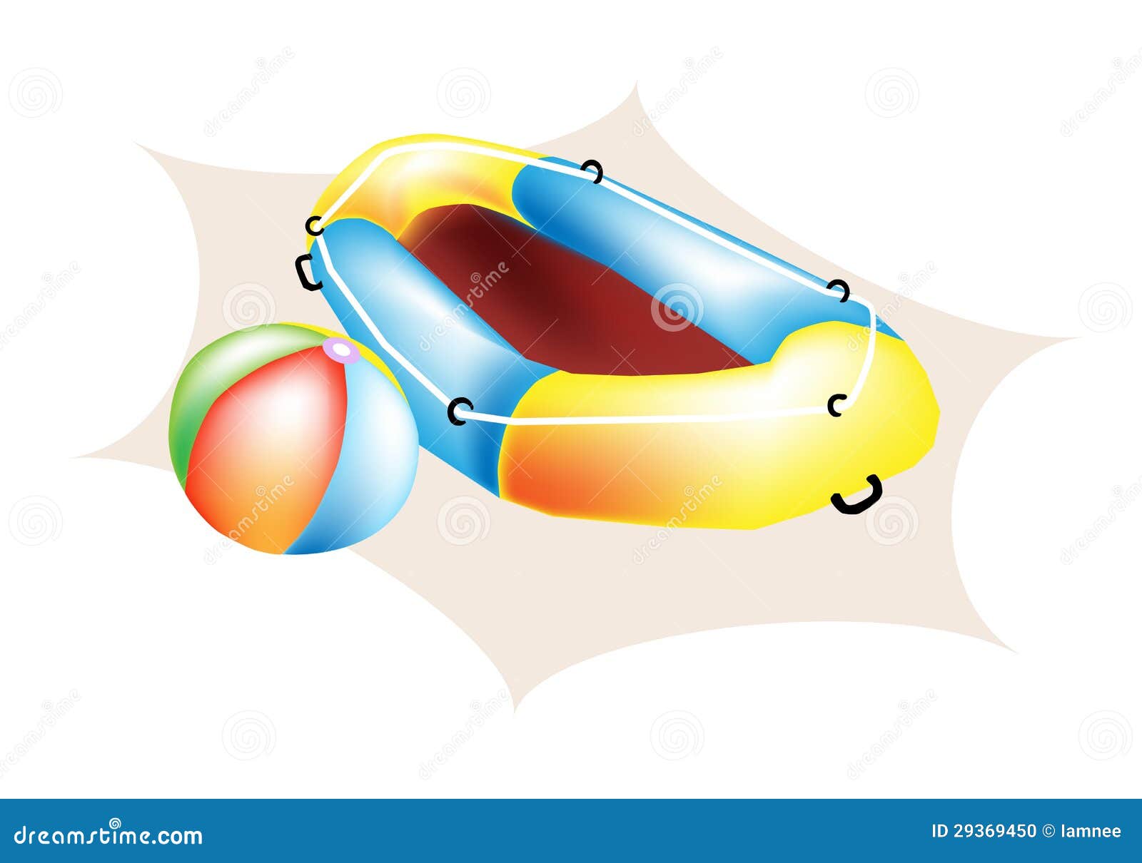An Illustration of Beach Ball and Inflatable Boat Stock Vector ...