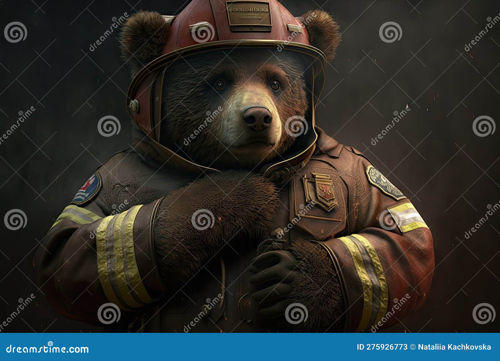 Bear in a Firefighter Uniform Stock Illustration - Illustration of ...