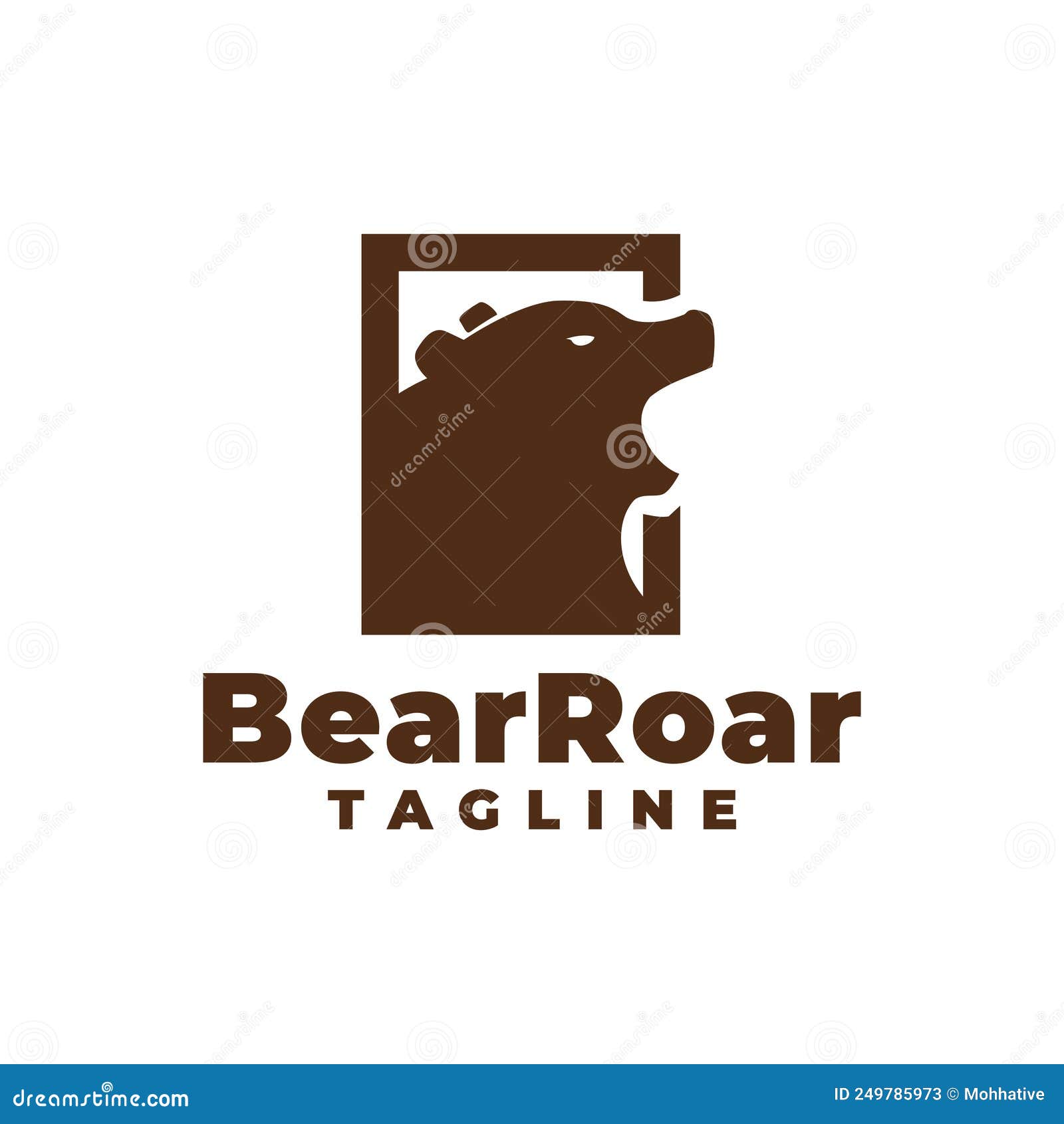 Illustration of Bear Roaring Inside a Rectangle. Vintage Bear Logo ...