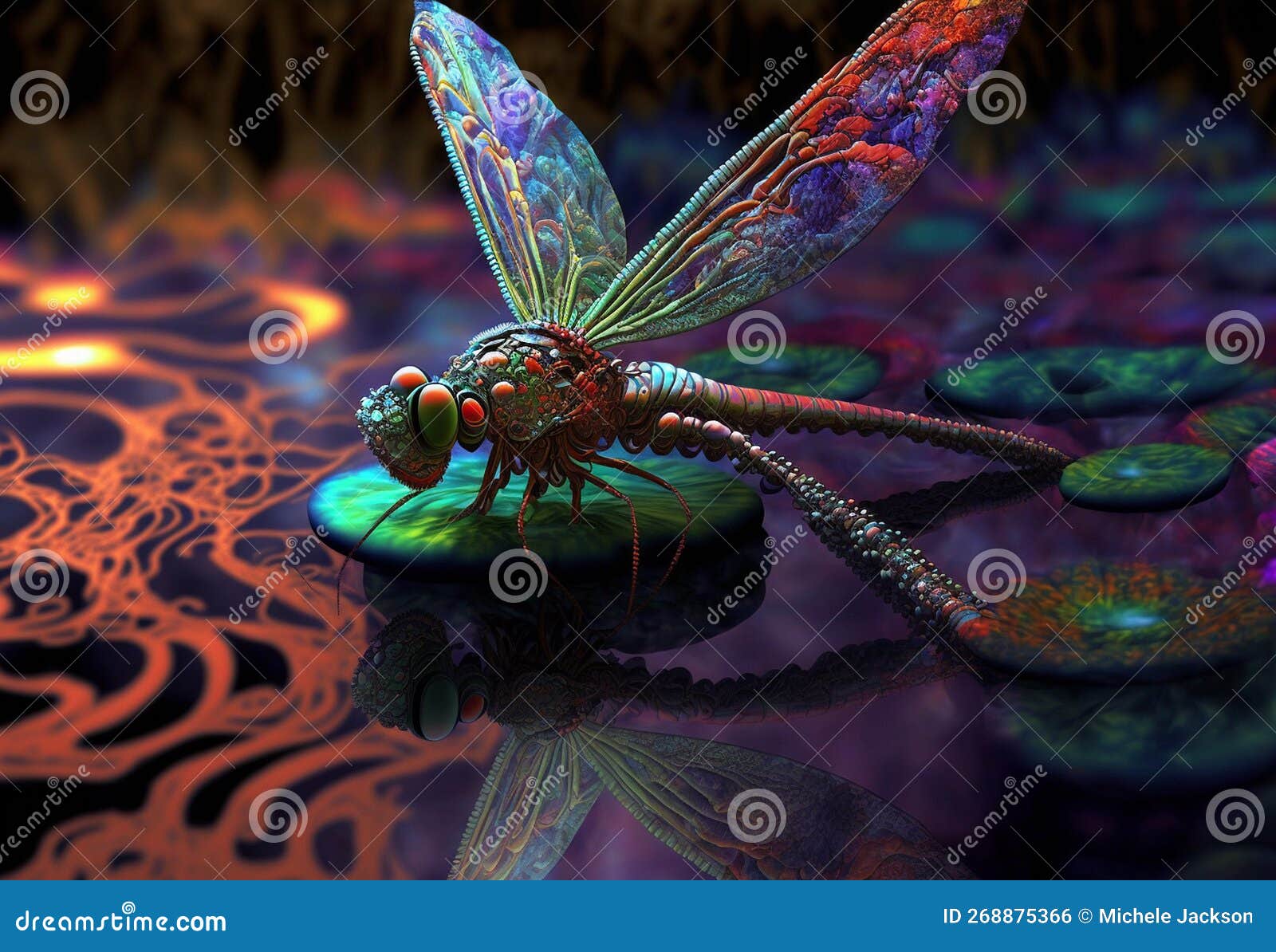 A Surreal Alien Dragonfly, Created by Generative Ai Stock Illustration ...