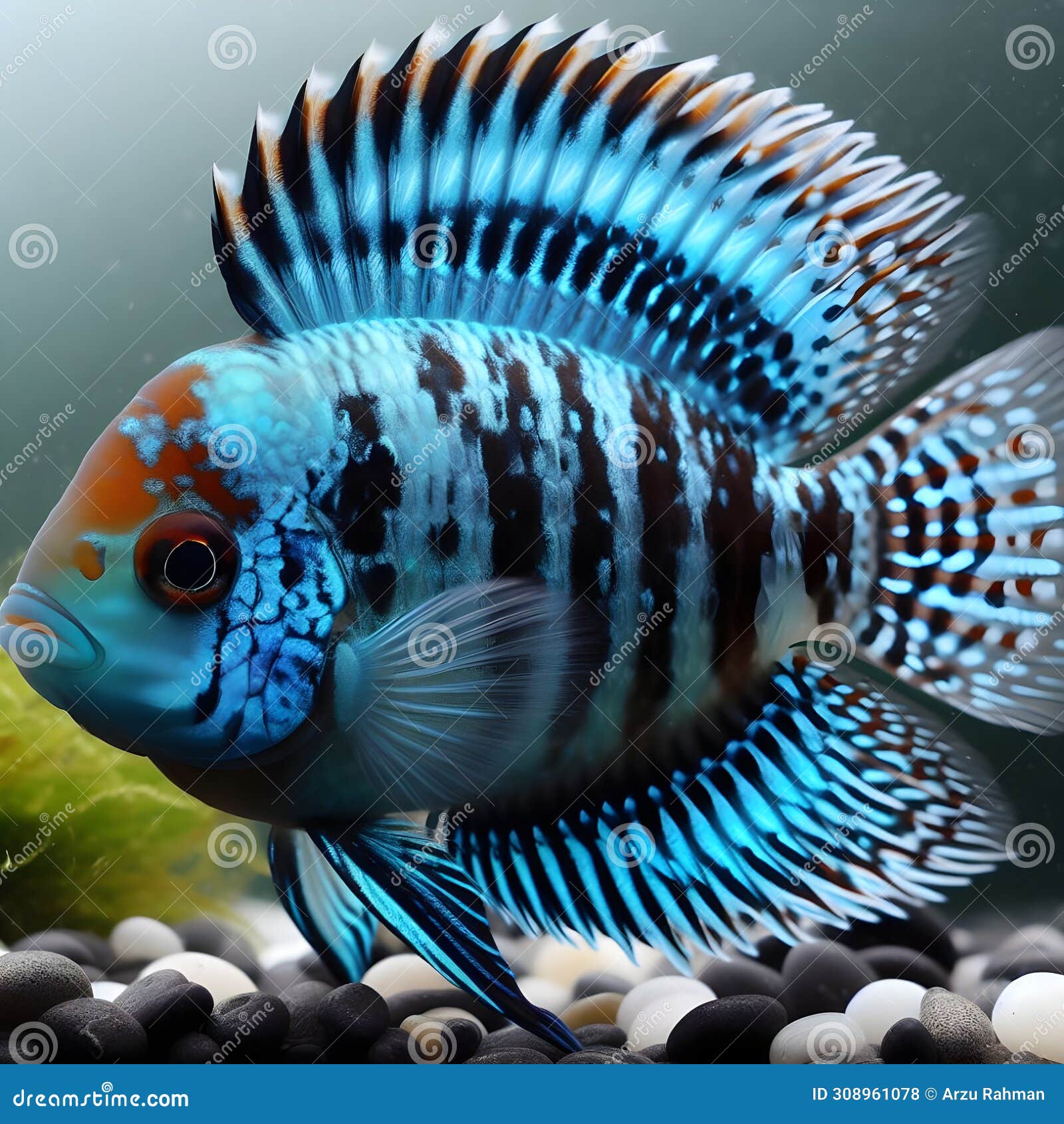 Beautiful blue fish stock illustration. Illustration of blue - 308961078
