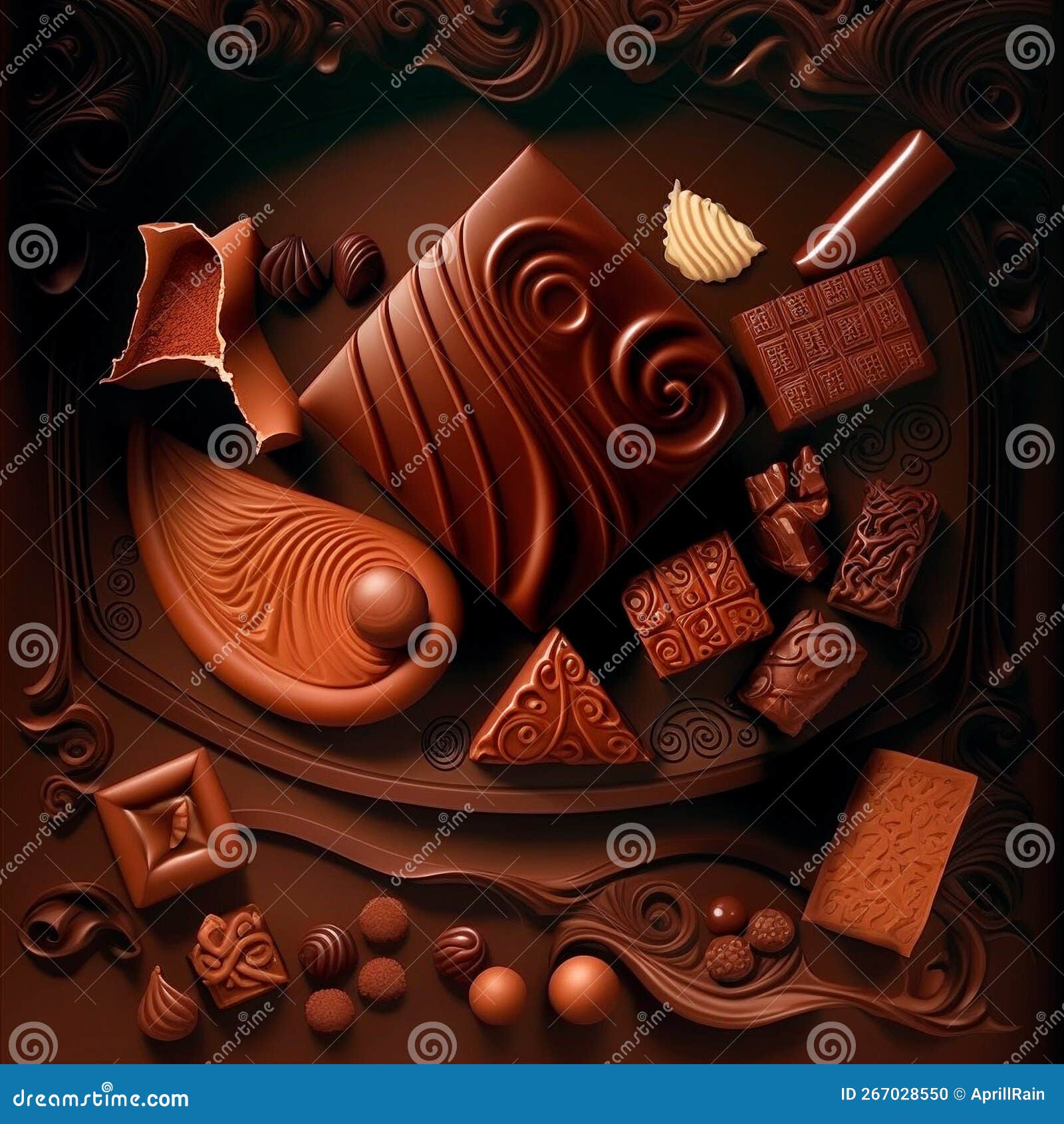 Beautiful Chocolate Bar Wallpaper On White Background. 3d Rendering ...