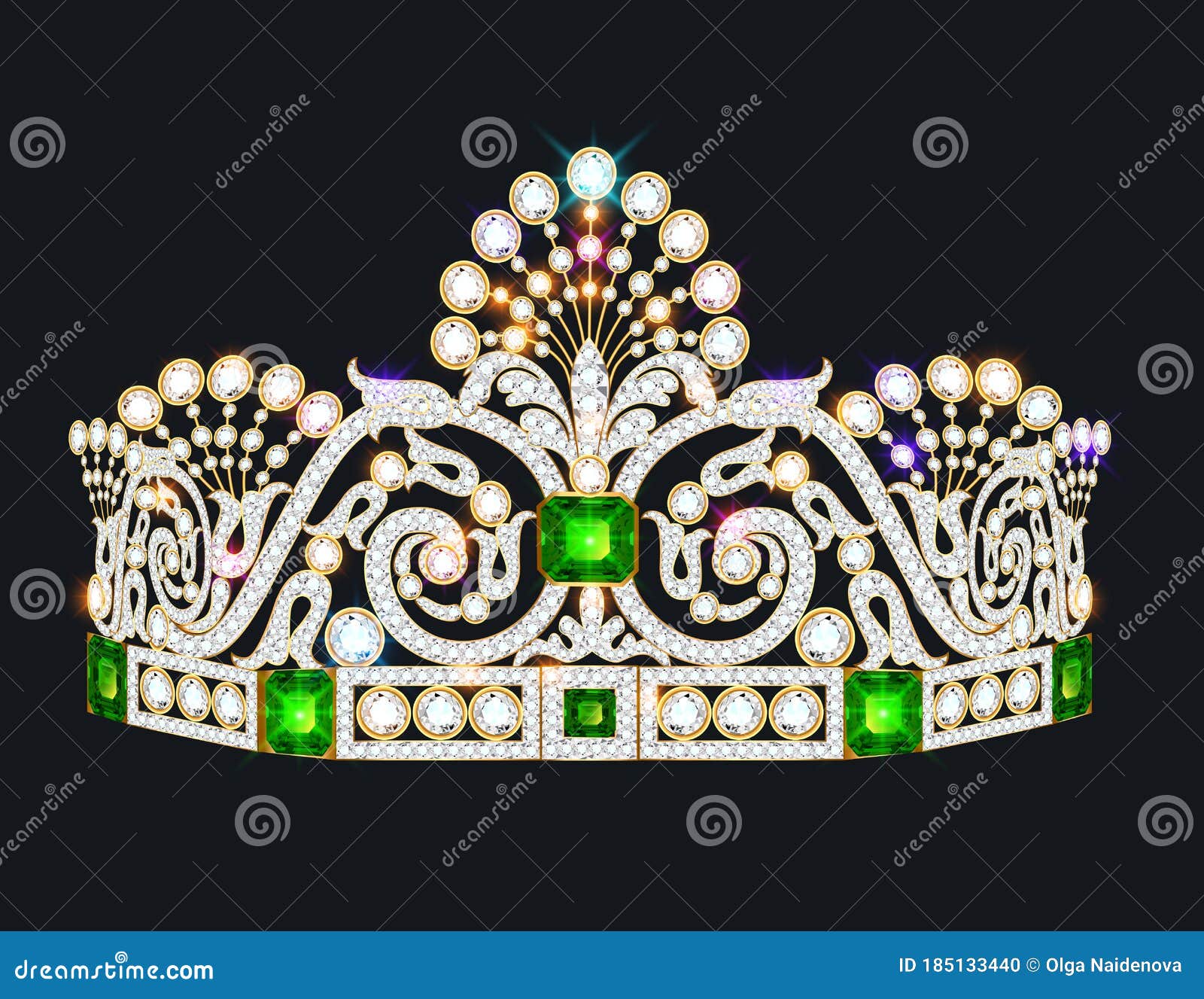 Beautiful Crown, Tiara Tiara with Gems and Pearls. Vector Crown Element ...