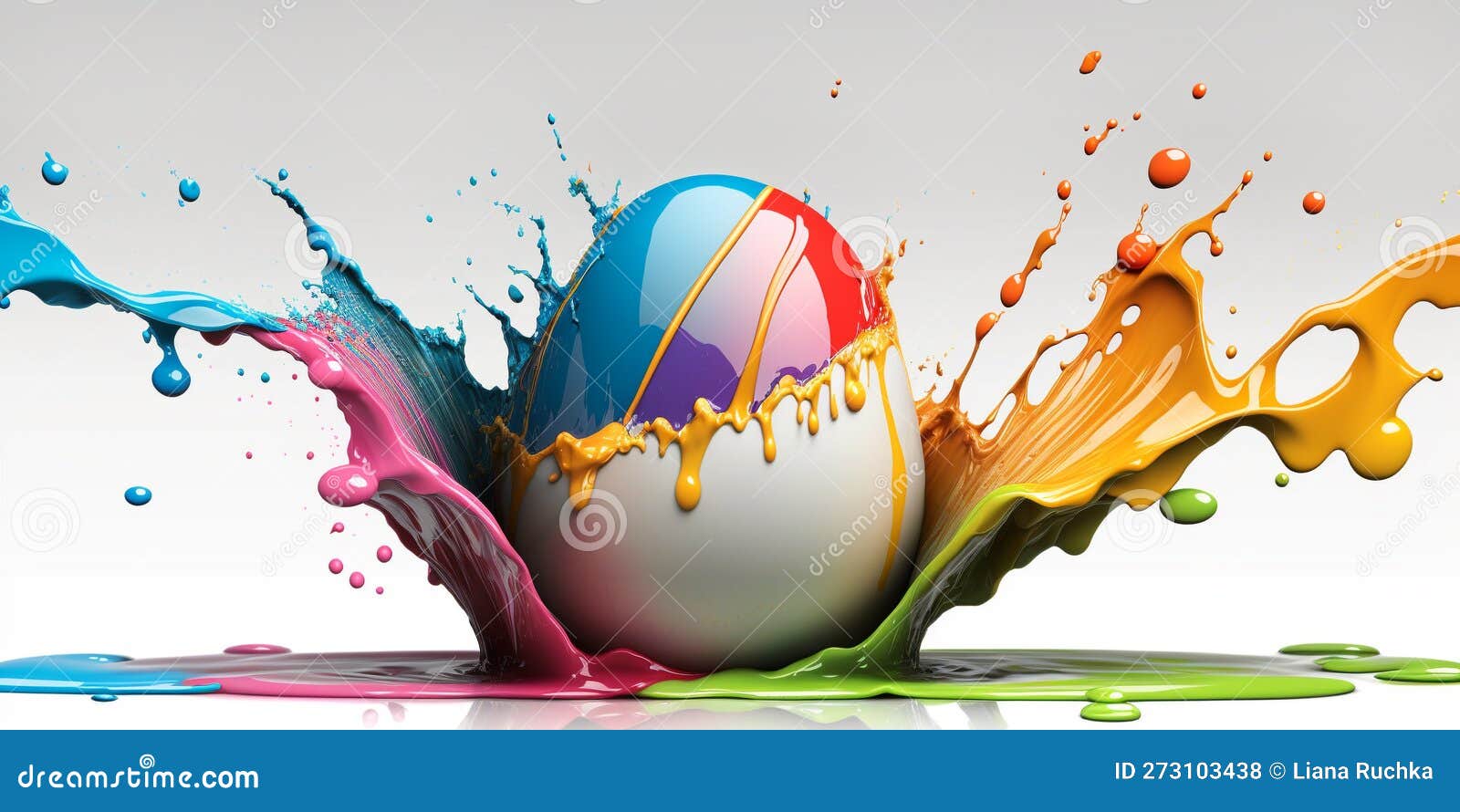 Illustration of a Beautiful Easter Egg in a Splash of Colored Icing ...