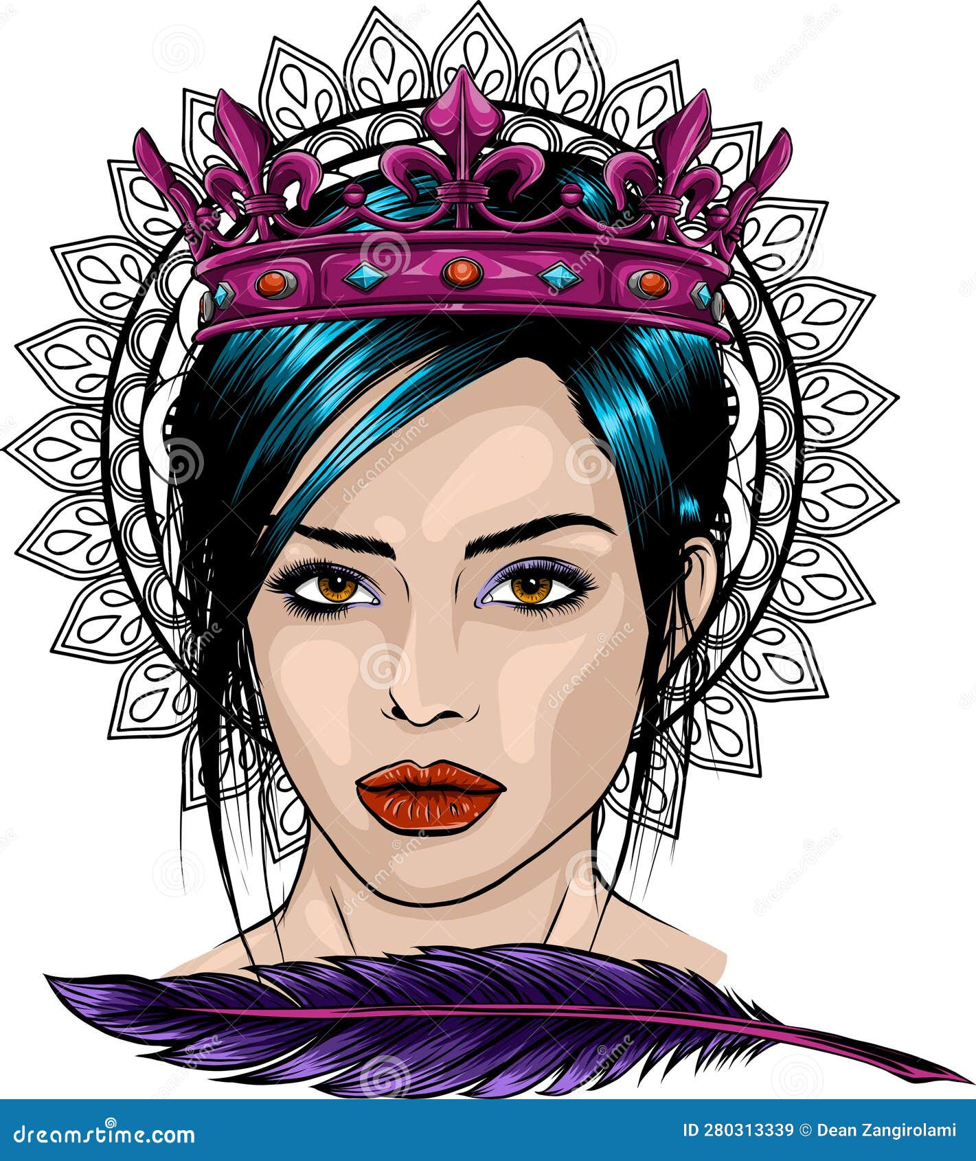 Vector Illustration of Beautiful Face Woman Art Stock Vector ...