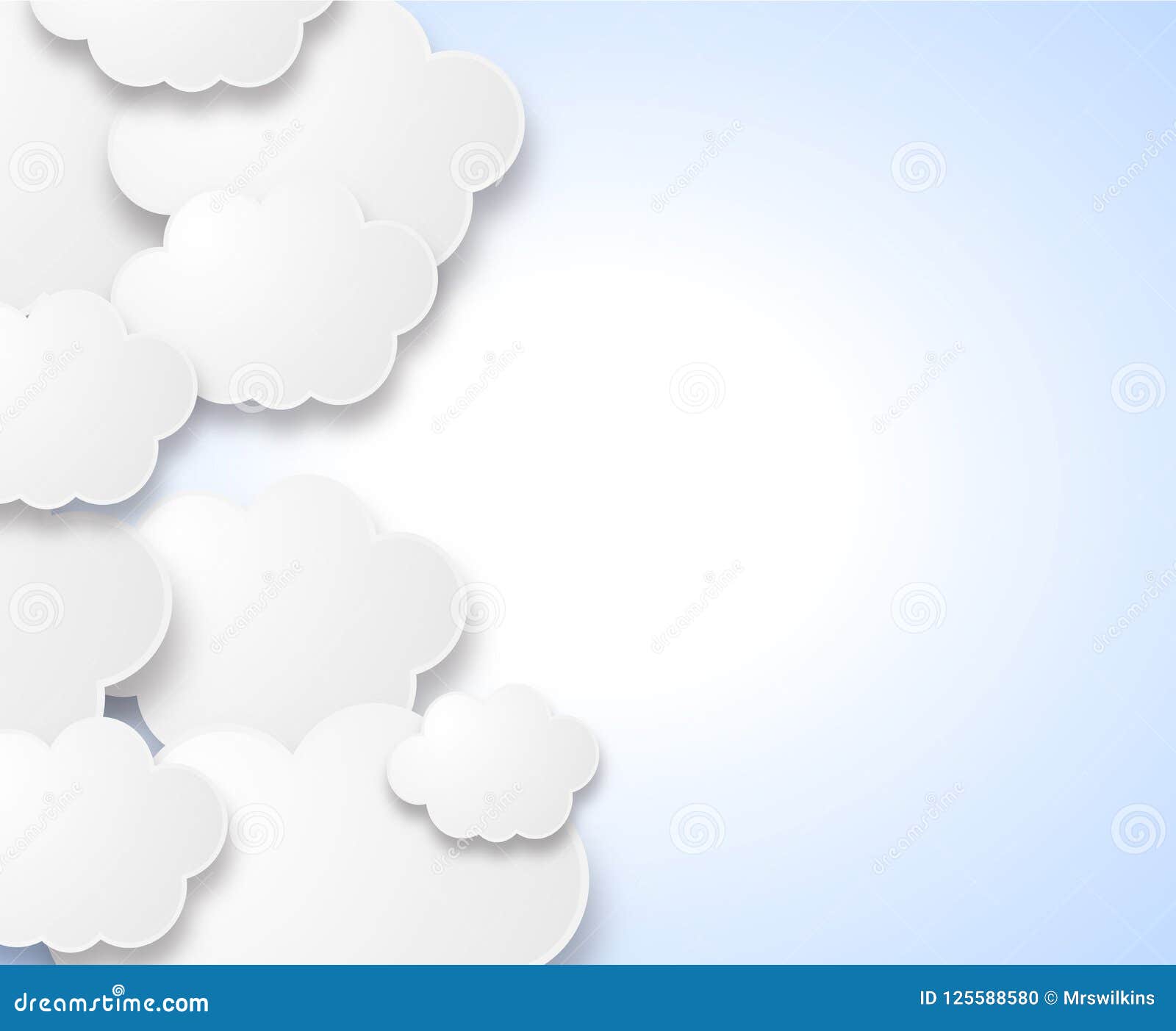 Illustration of a Beautiful Fluffy Empty Clouds on a Blue Background ...