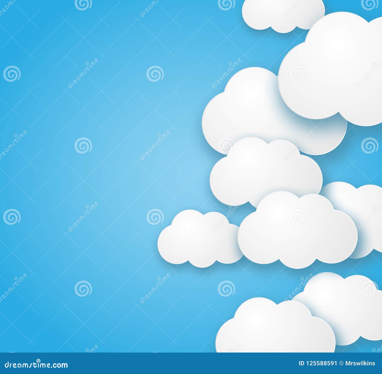 Illustration of a Beautiful Fluffy Empty Clouds on a Blue Background ...