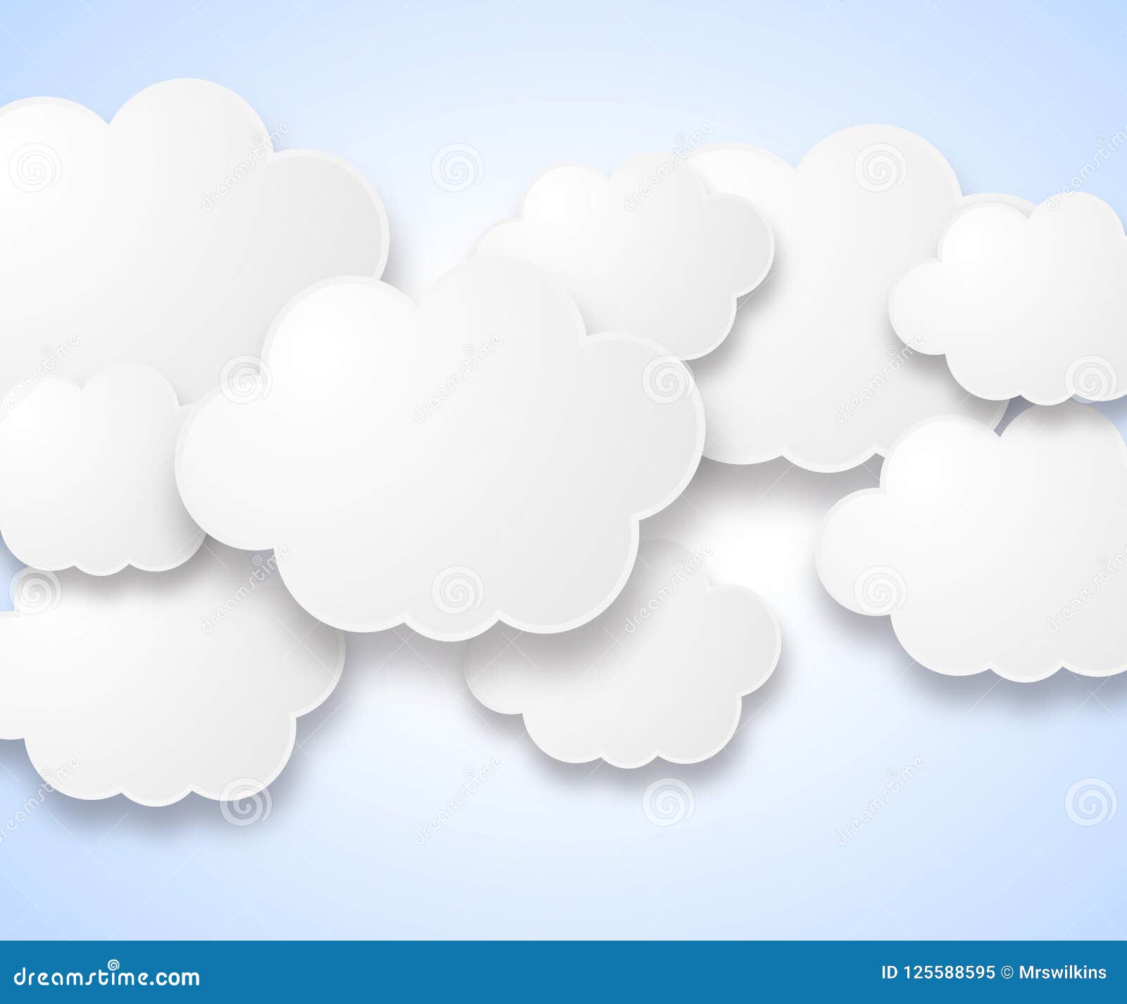 Illustration of a Beautiful Fluffy Empty Clouds on a Blue Background ...