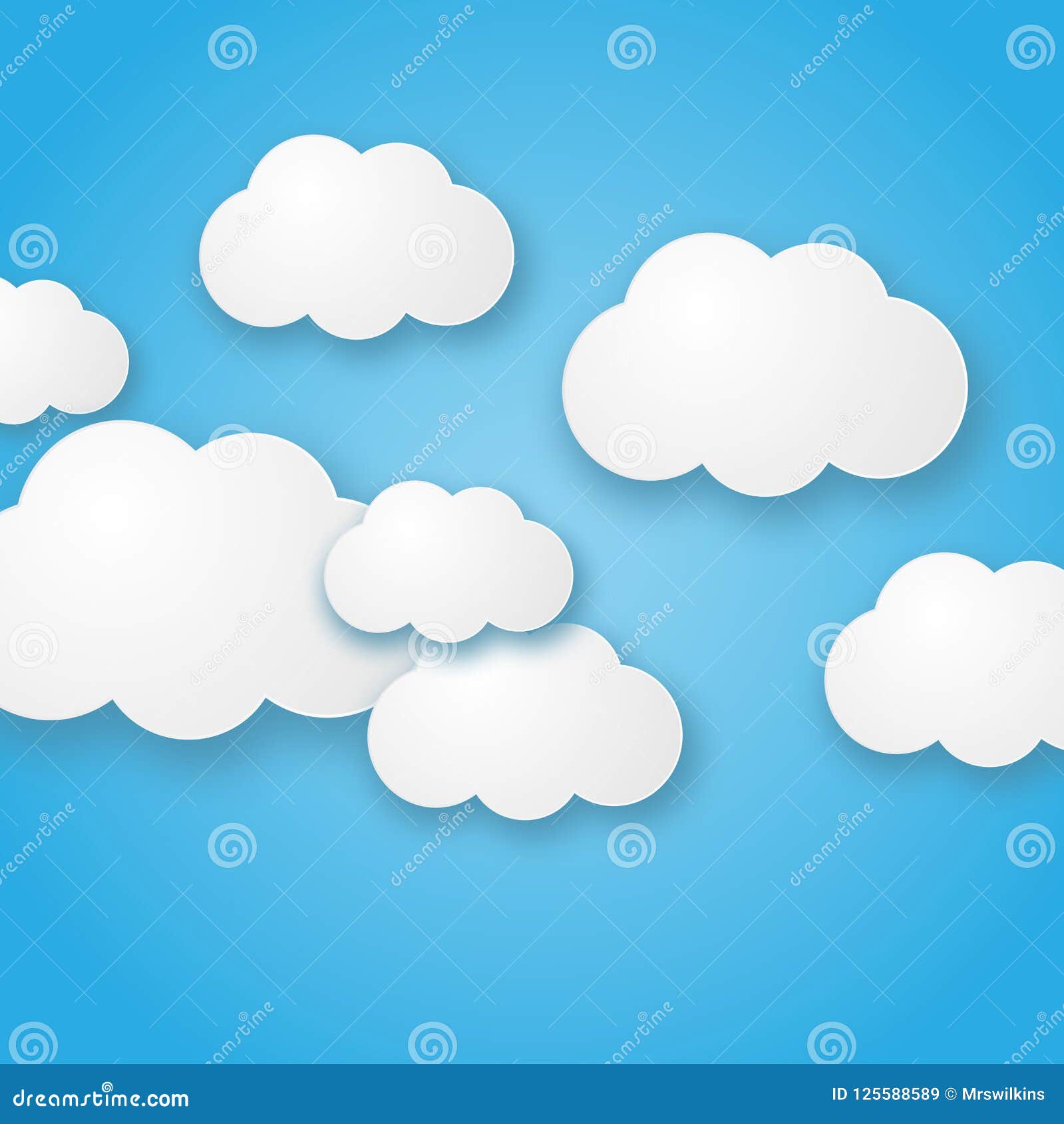 Illustration of a Beautiful Fluffy Empty Clouds on a Blue Background ...