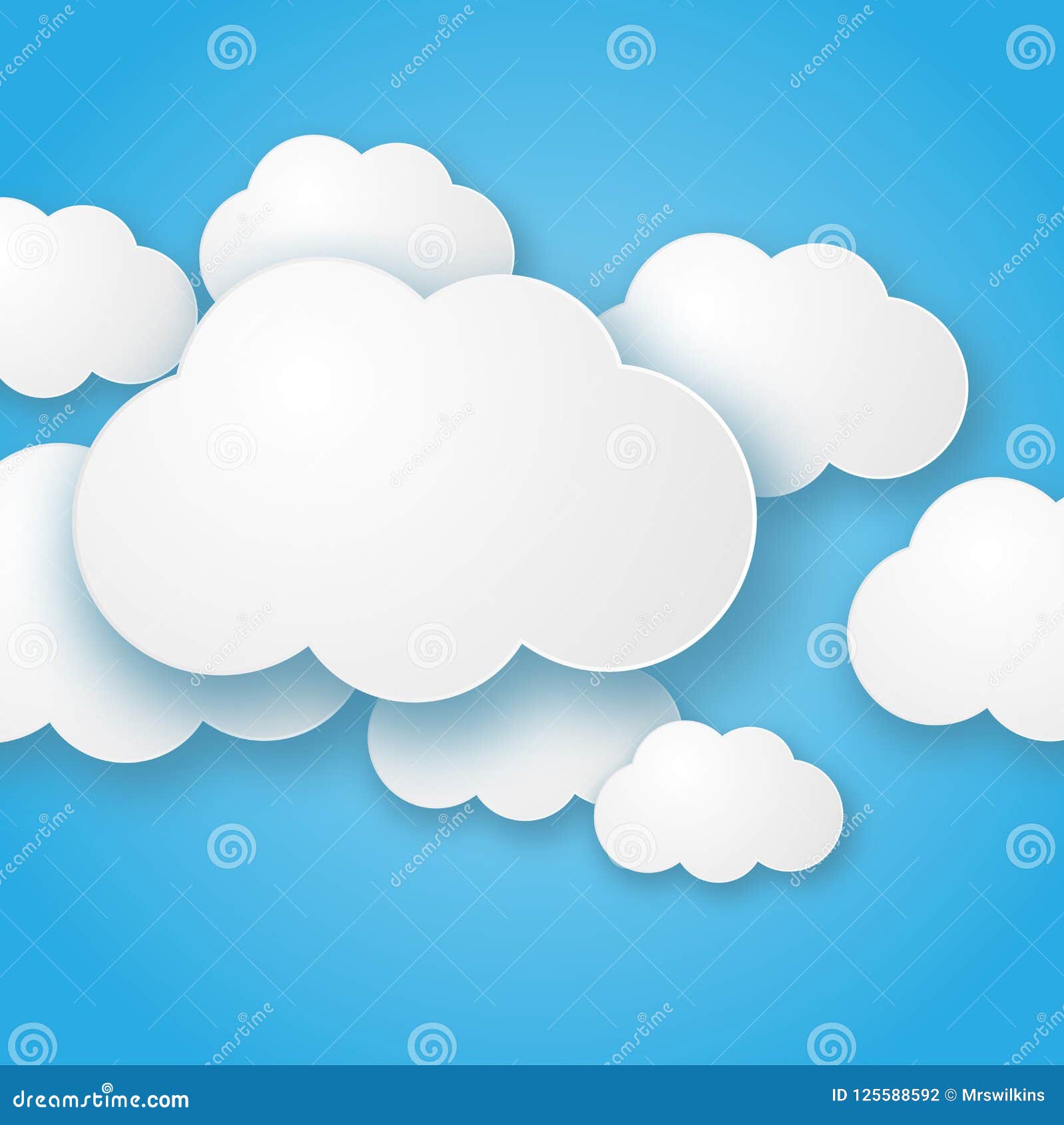 Illustration of a Beautiful Fluffy Empty Clouds on a Blue Background ...