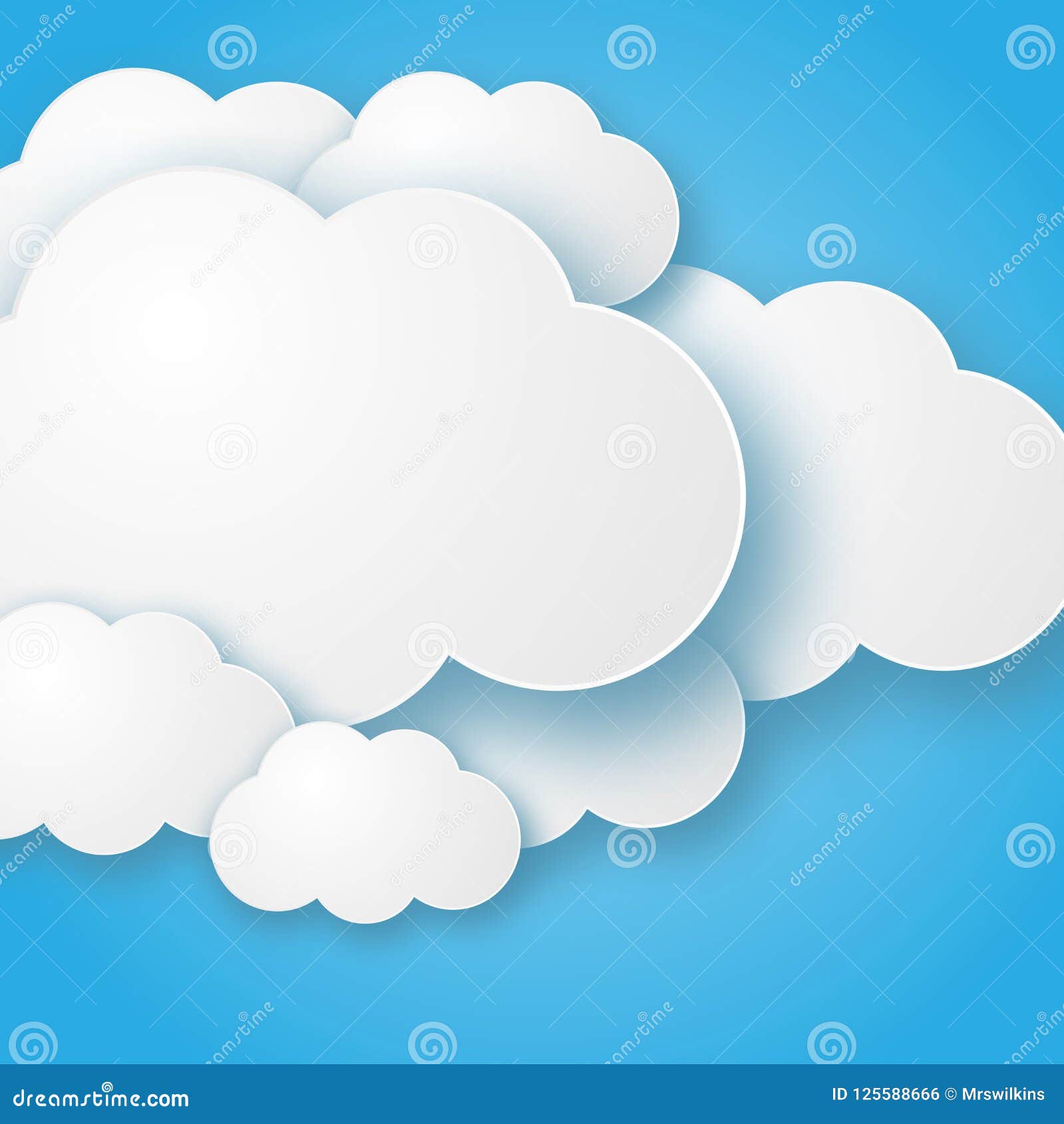 Illustration of a Beautiful Fluffy Empty Clouds on a Blue Background ...