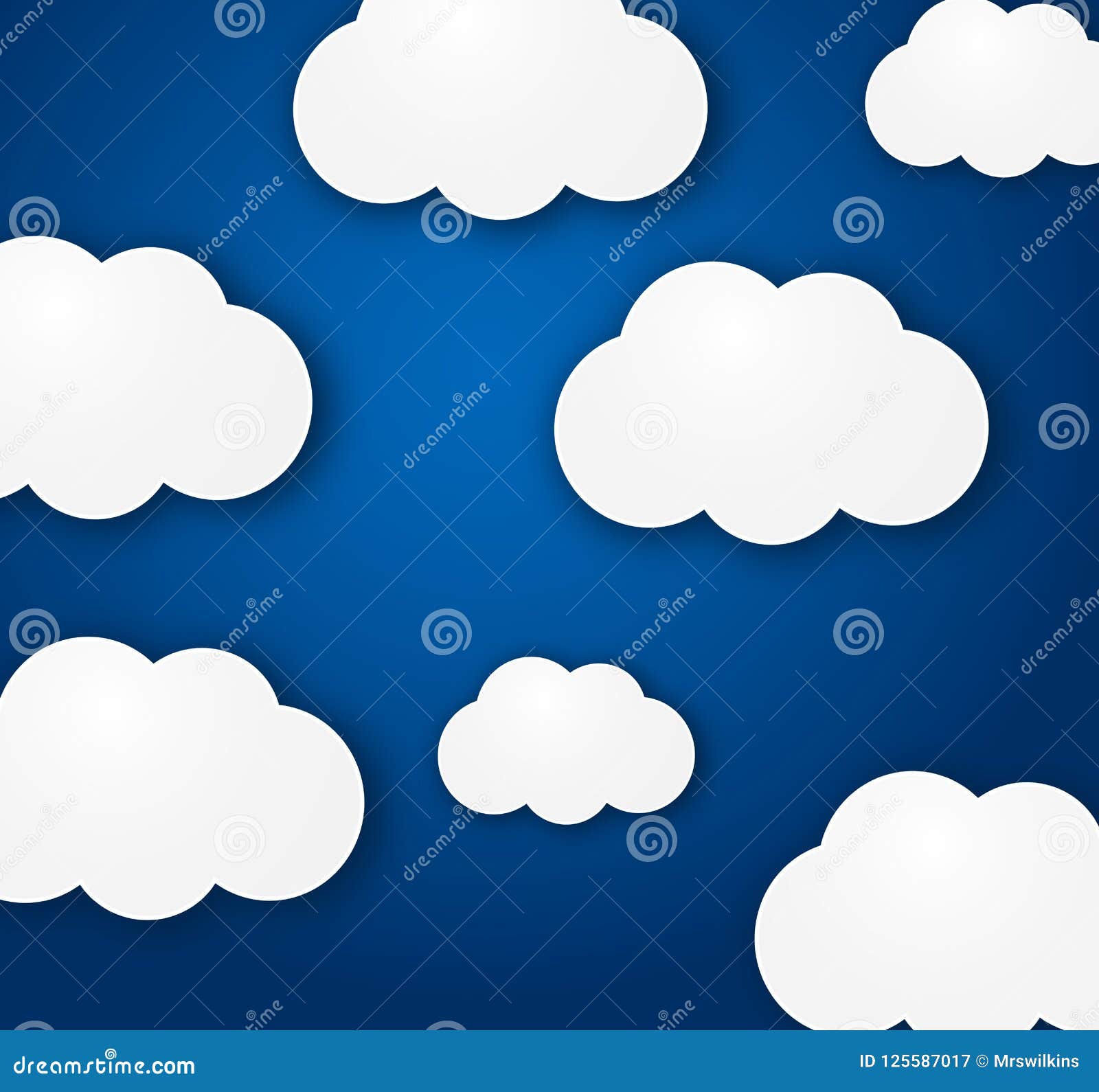 Illustration of a Beautiful Fluffy Empty Clouds on a Blue Background ...