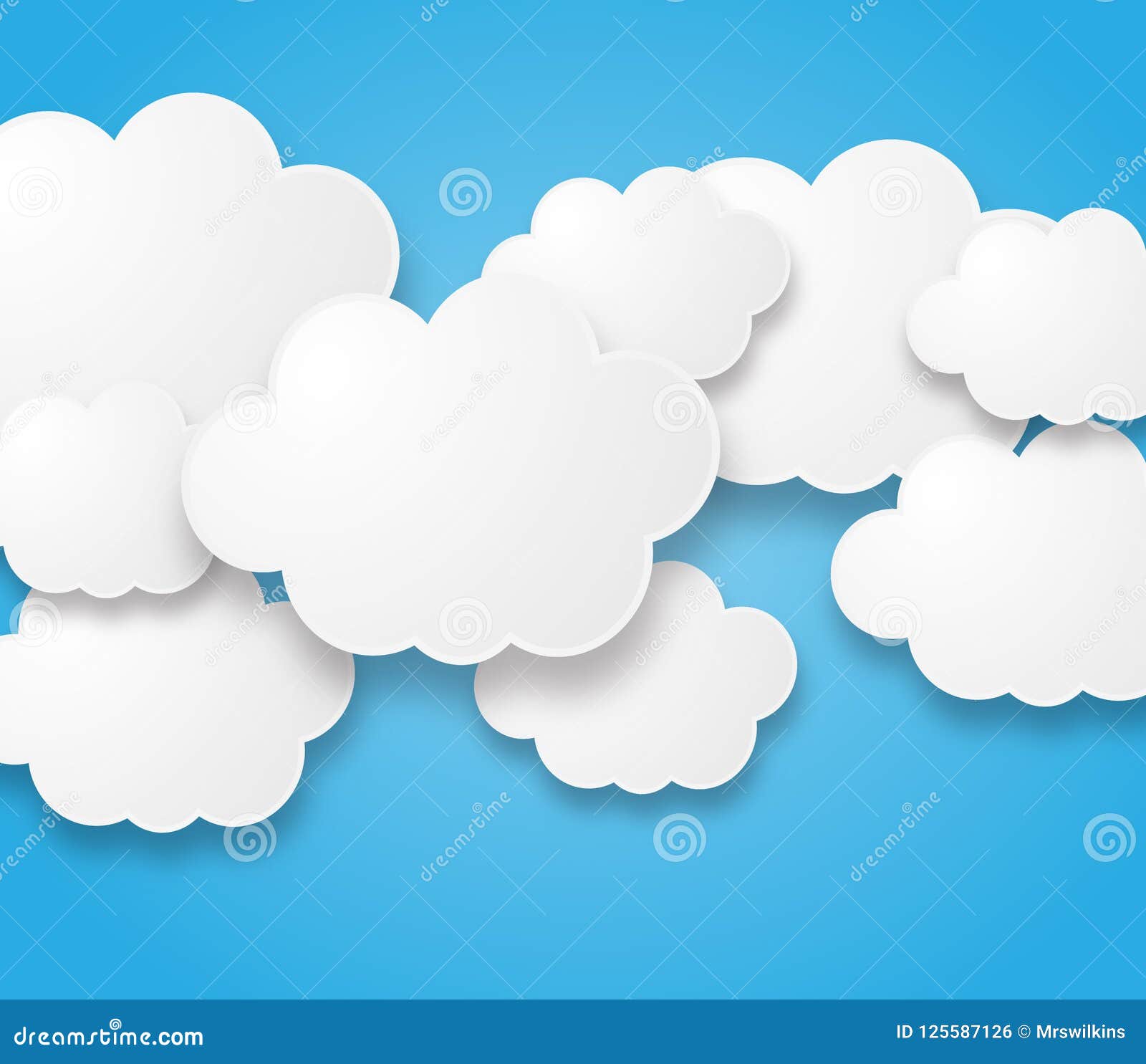 Illustration of a Beautiful Fluffy Empty Clouds on a Blue Background ...