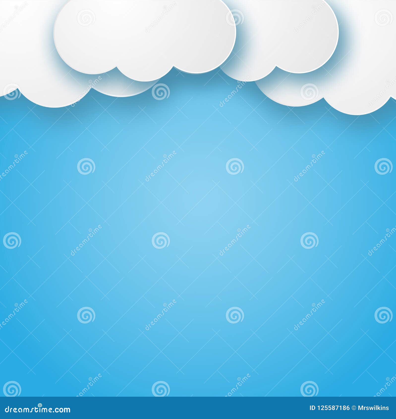 Illustration of a Beautiful Fluffy Empty Clouds on a Blue Background ...