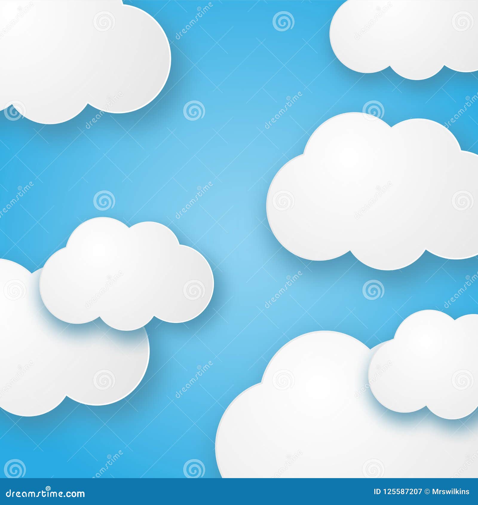 Illustration of a Beautiful Fluffy Empty Clouds on a Blue Background ...