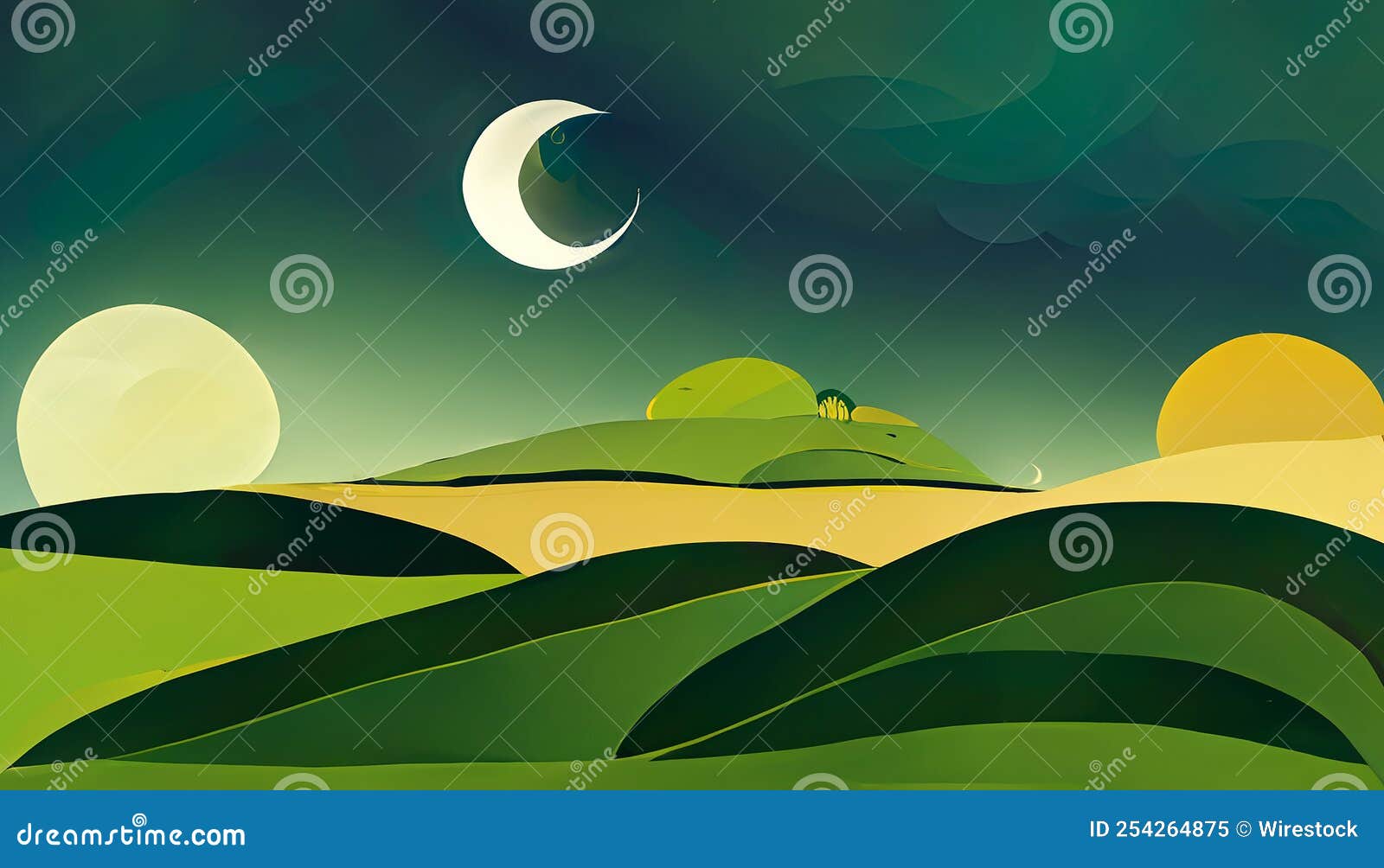 Illustration of a Beautiful Forest Landscape with Trees and Greenery at ...