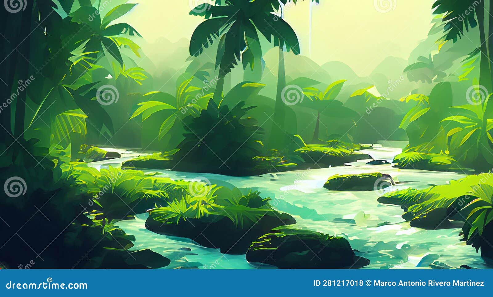 Illustration of a Beautiful Landscape of the Amazon Stock Illustration ...